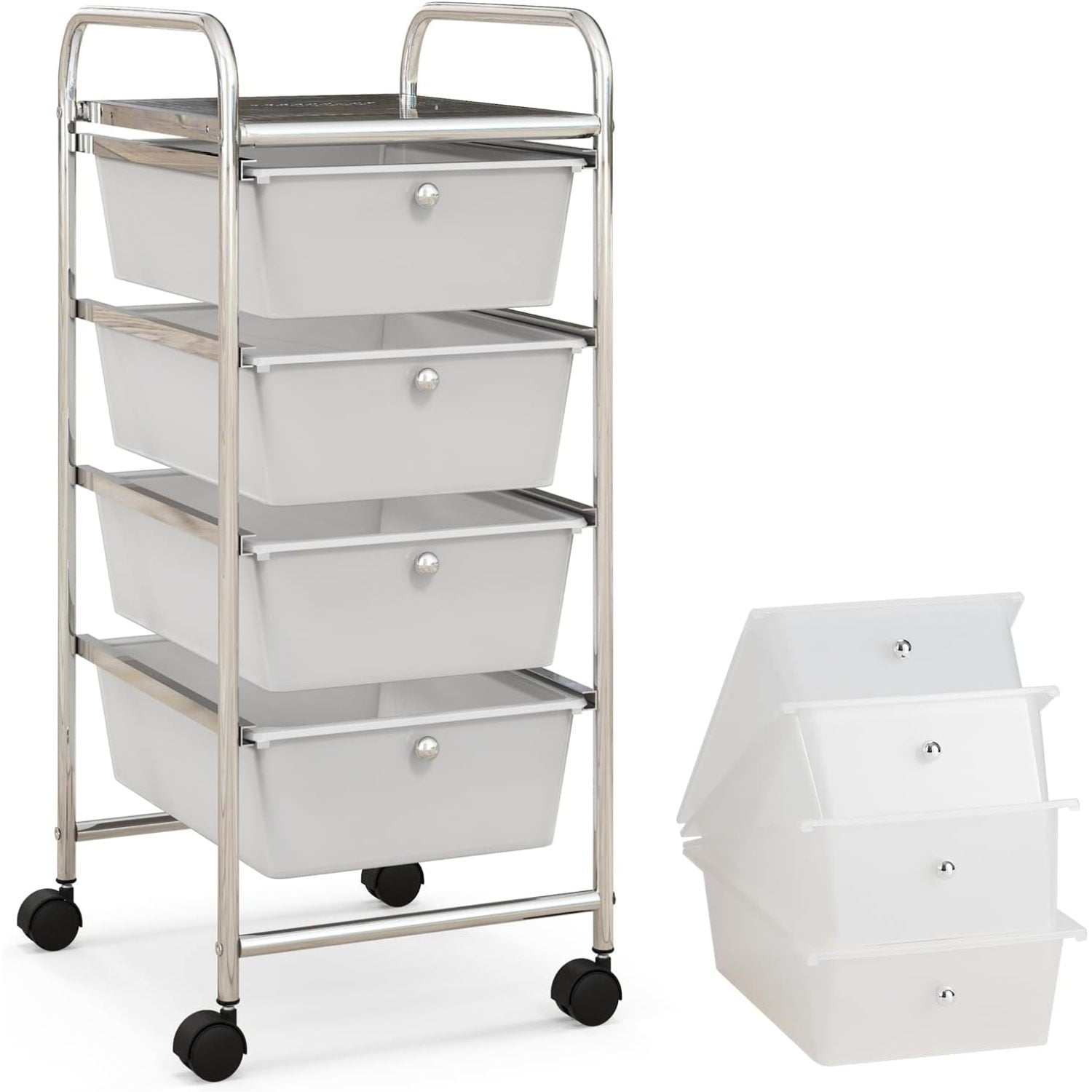 YZSP Rolling Storage Cart with 4 Drawers, Plastic Storage Cart and ...