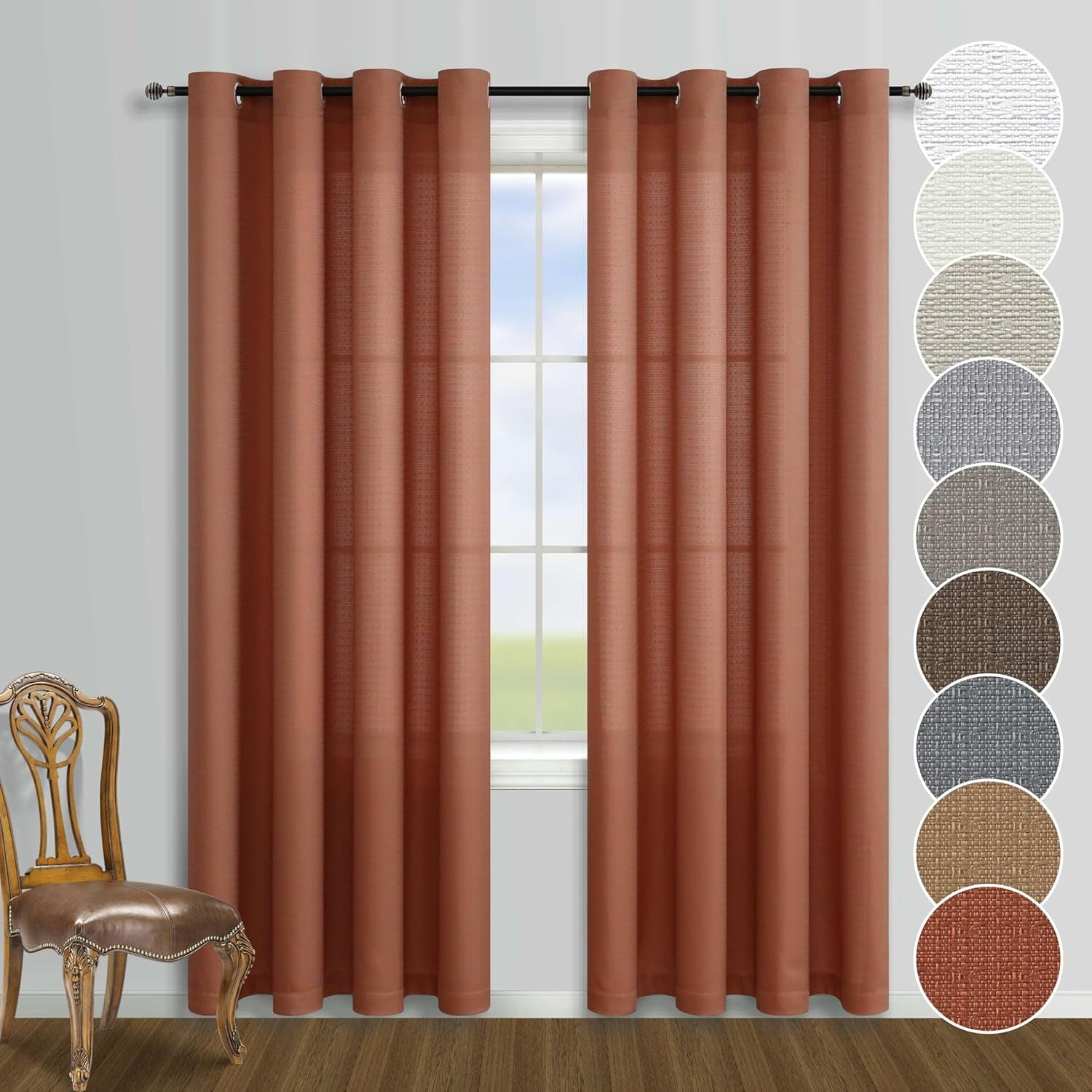 YZSP Terracotta Rust Colored Boho Curtains for Living Room Bedroom 84 ...