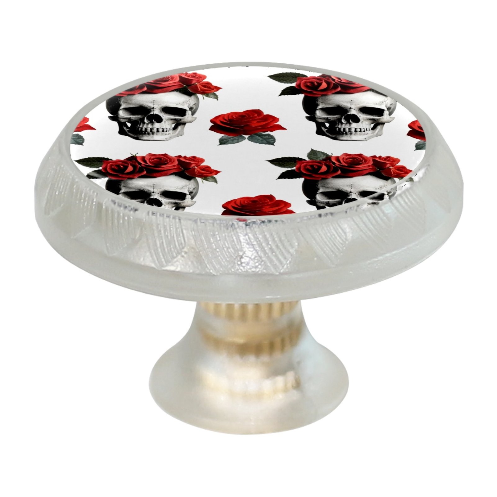 YZUOUZY Cabinet Handles,Drawer Pulls,with White Lace,4-Pc,Gothic Skull ...