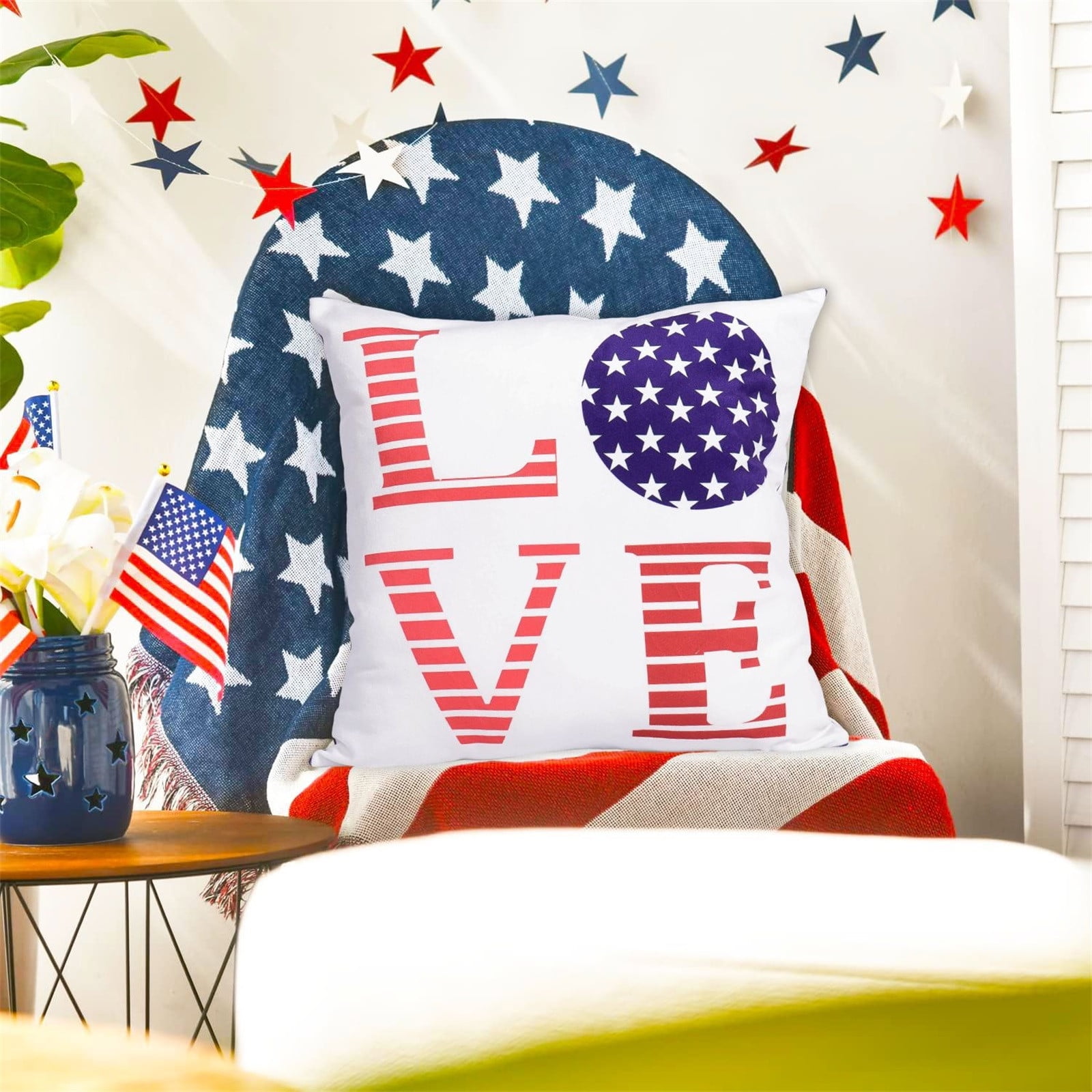 YZWEI Americana Pillows - Americana Outdoor Pillows - Fourth of July ...