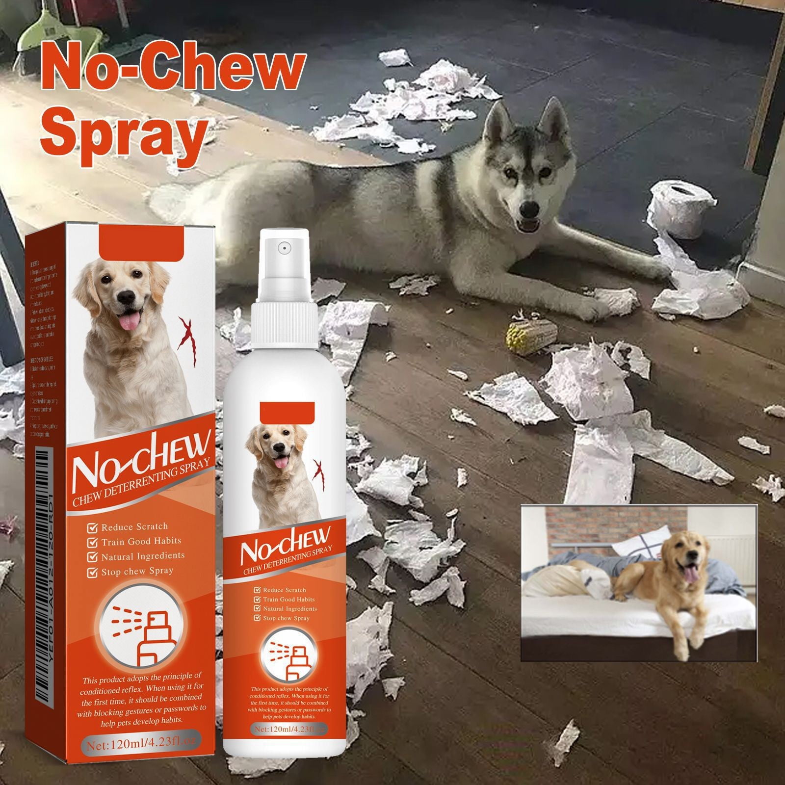 YZWEI Dog Chewing Spray Deterrent,No Chew Spray,Dog Anti Chew Spray,4 ...