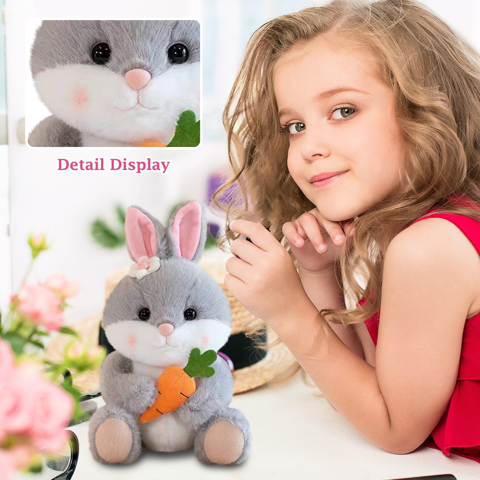 YZWEI Bunny Plush Toy,Bunny Carrot Plush,Realistic Stuffed Bunny,Plush ...