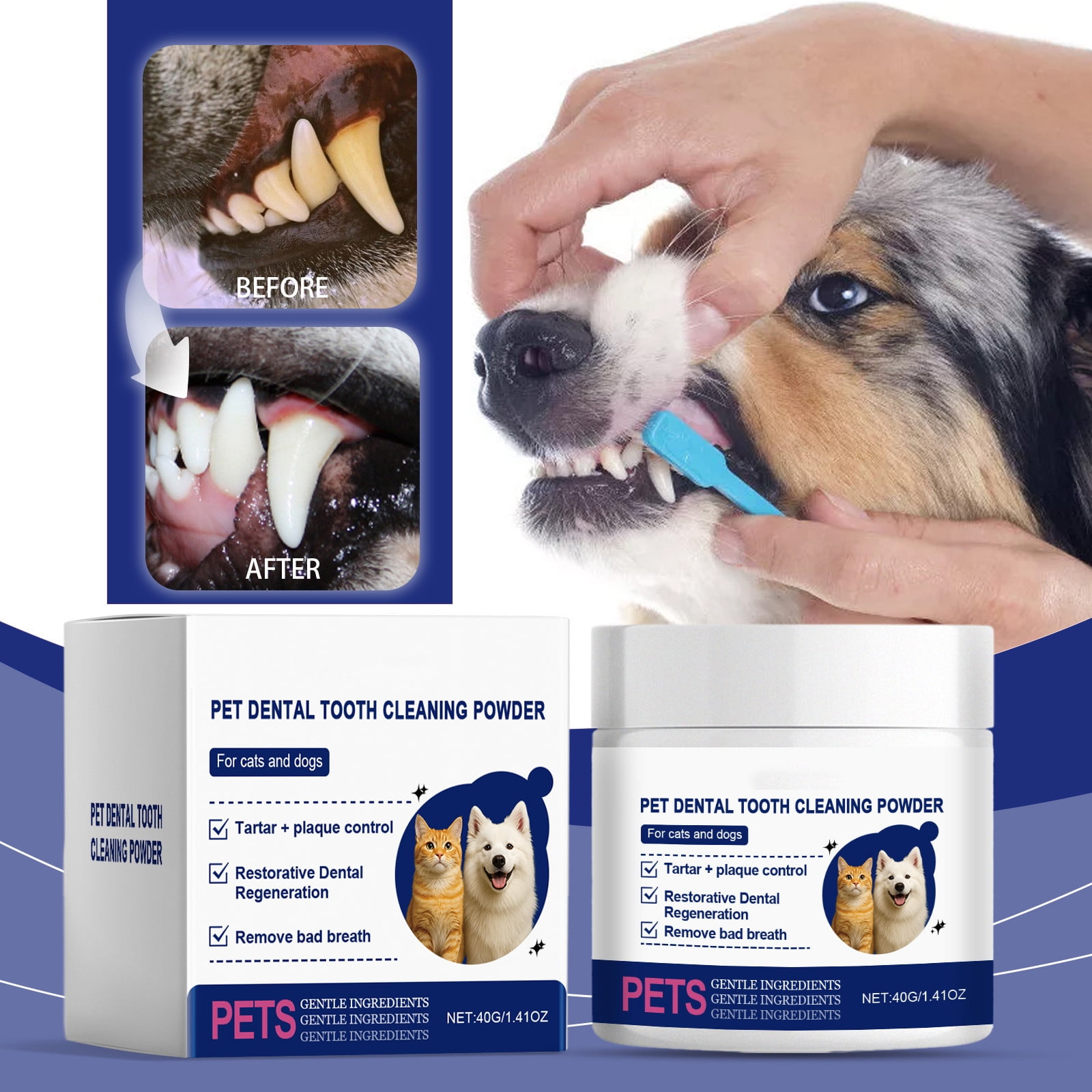 YZWEI Dog Tooth Powder - Dog Powder for Teeth - Pet Dental Powder - Dog ...