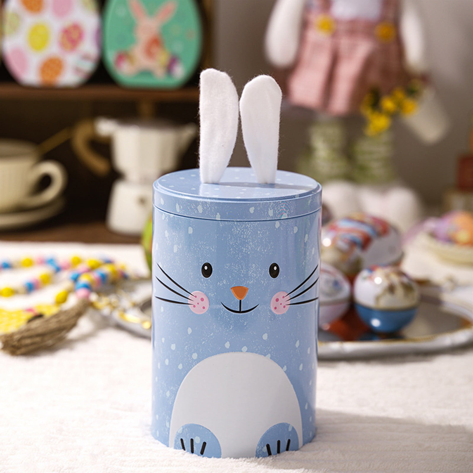 YZWEI Easter Candy Jar, Bunny Jars, Bunny Candy Dish, Easter Bunny Tin ...