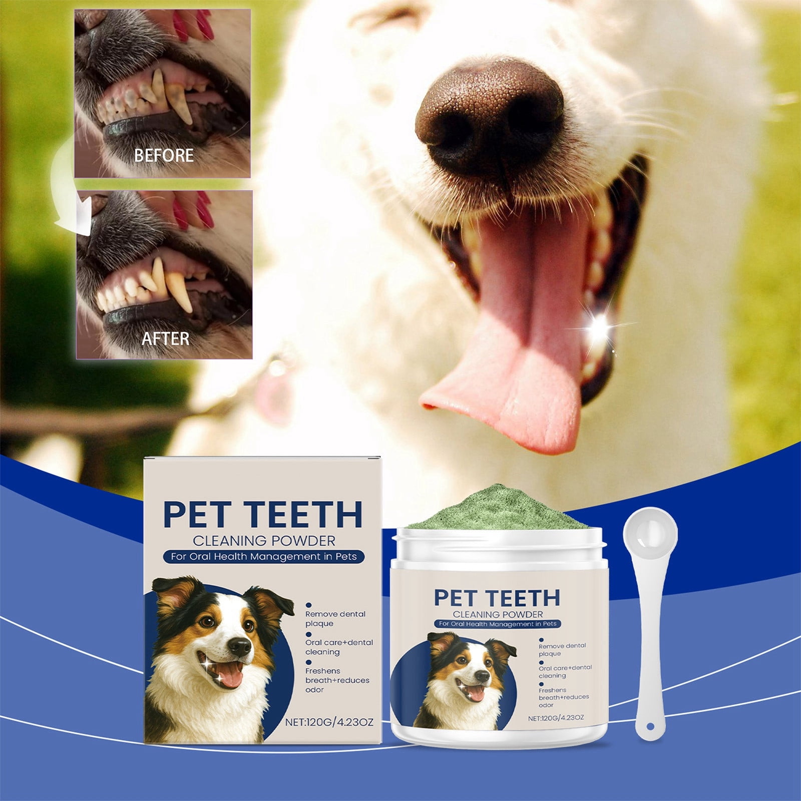 YZWEI Pet Dental Powder - Dog Teeth Cleaning Powder - Dental Powder for ...