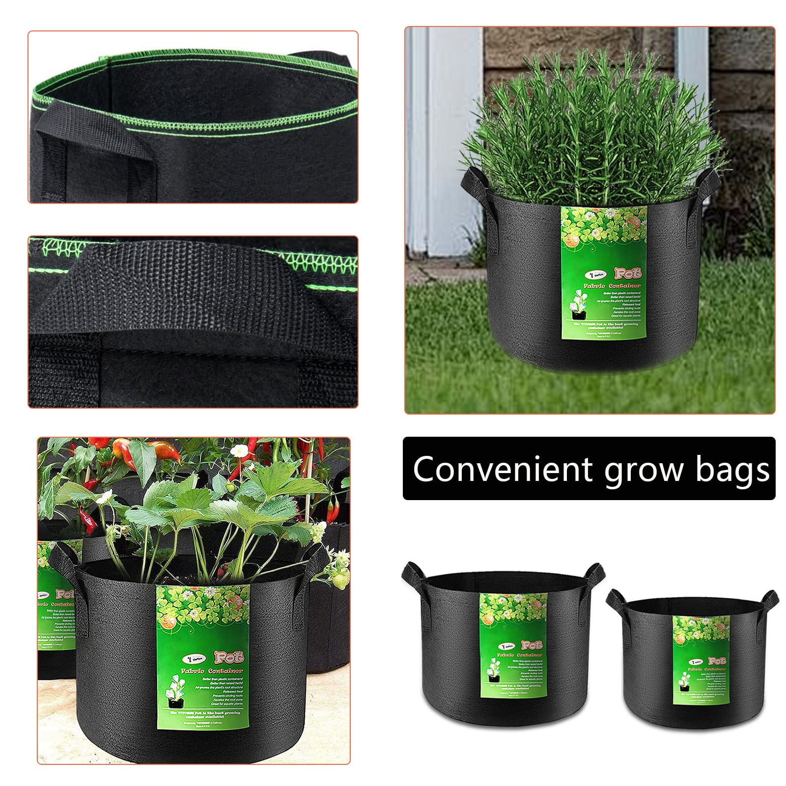 YZWEI Planter Bags for Vegetables - Fabric Planters Grow Bags ...
