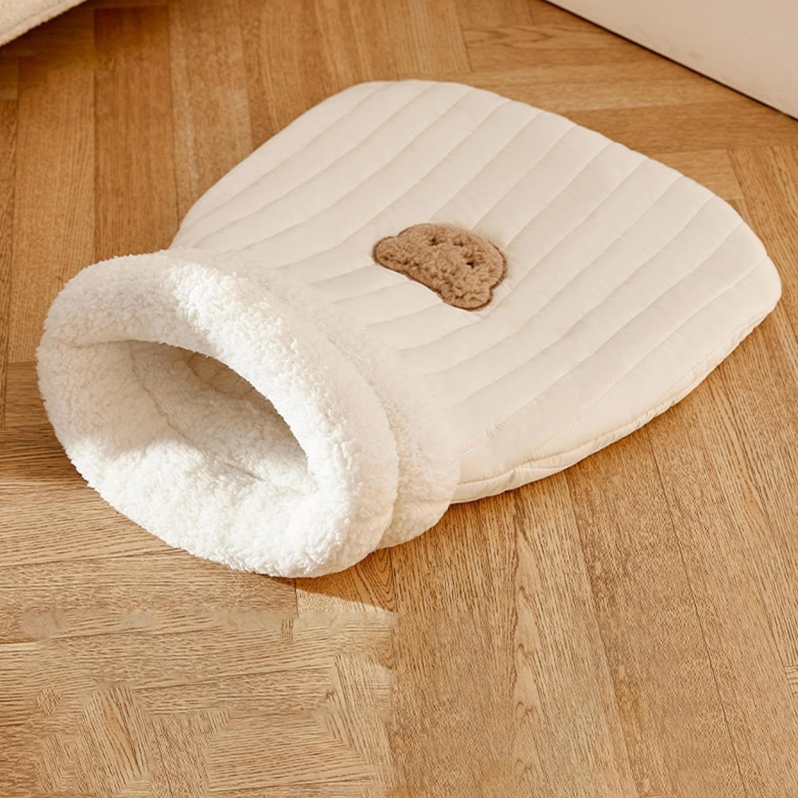 YZWEI Premium Faux Down Enclosed Cat Bed Warm Snuggly Hideout for Small ...