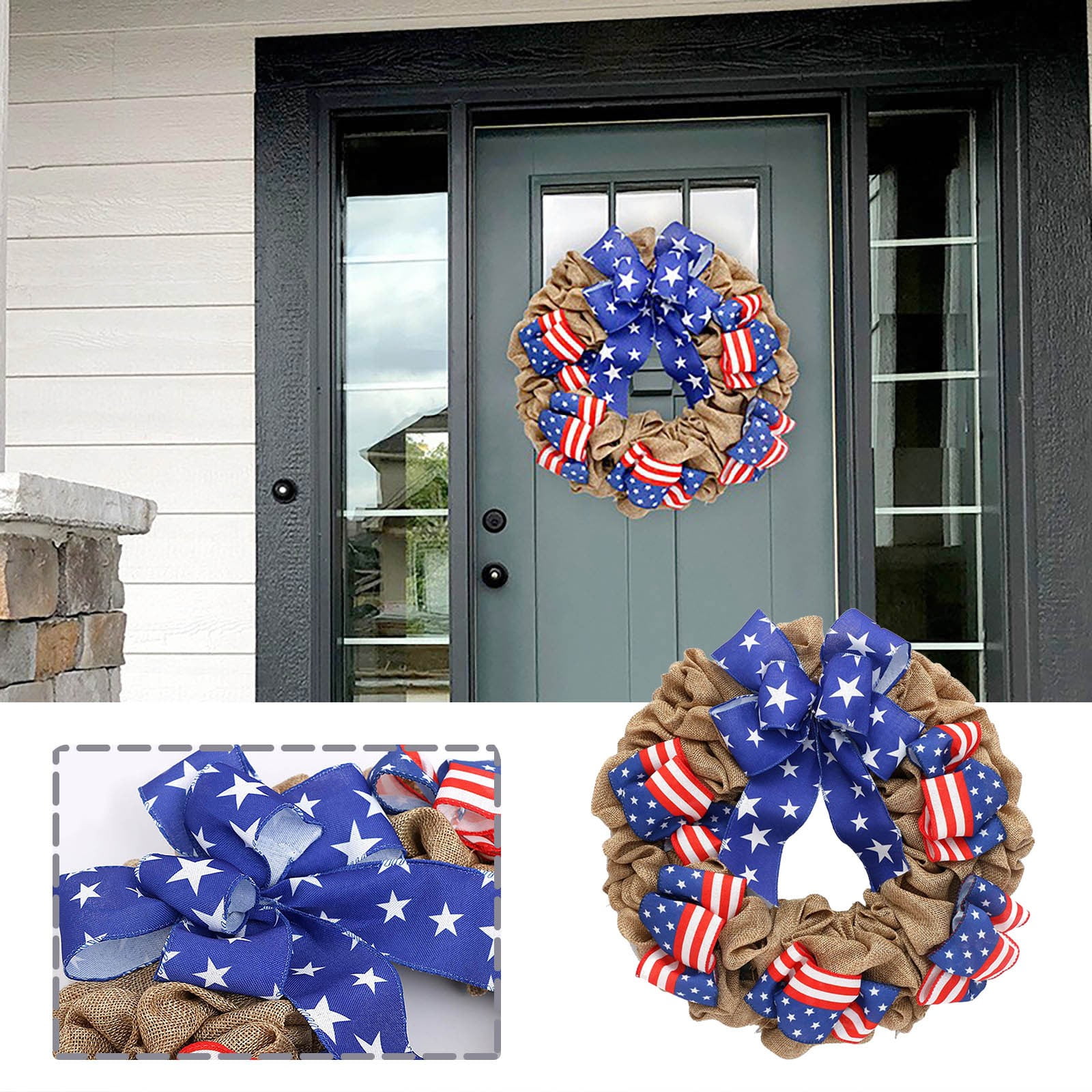YZWEI 4Th of July Door Wreath, 4Th July Wreath, Red White and Blue ...