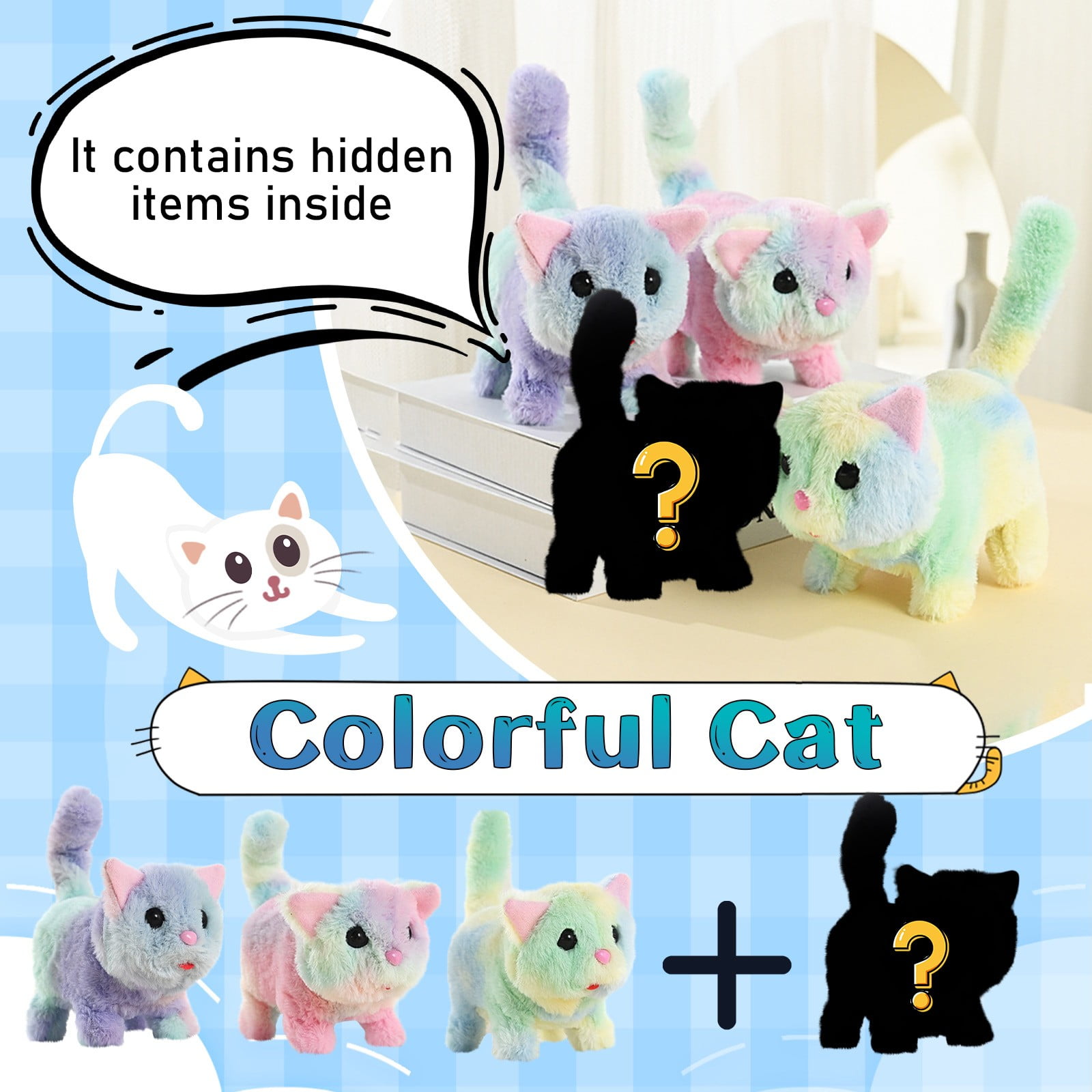 YZWEI Robot Cat - Walking Cat - Cat Robot Toy - Brown Robotic Cat Toy ...