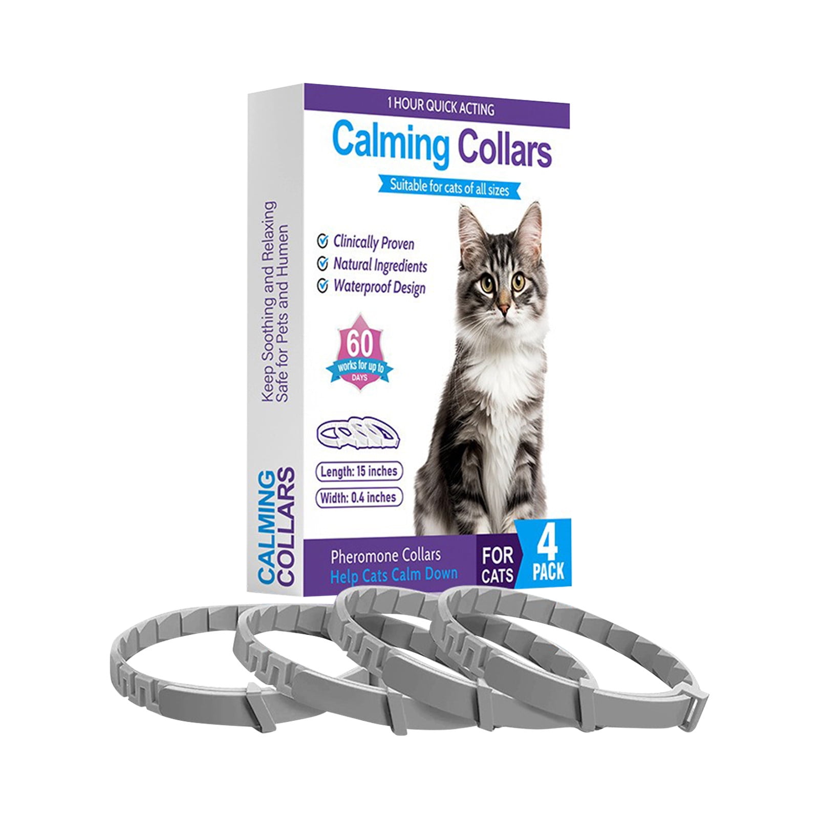 YZWEI Set of 4 Calming Anxiety Relief Collars for Pets, Adjustable and ...