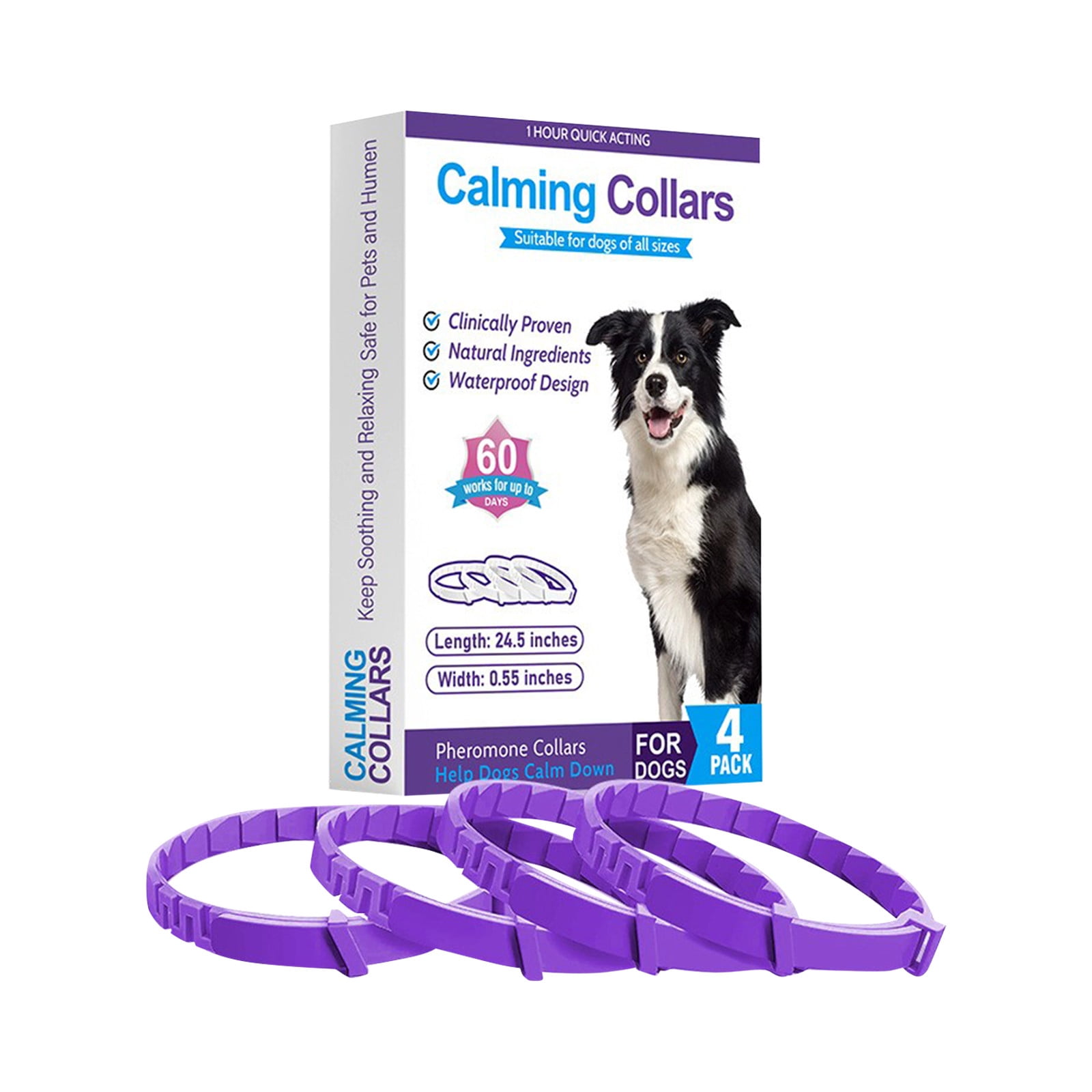 YZWEI Set of 4 Calming Anxiety Relief Collars for Pets, Adjustable and ...