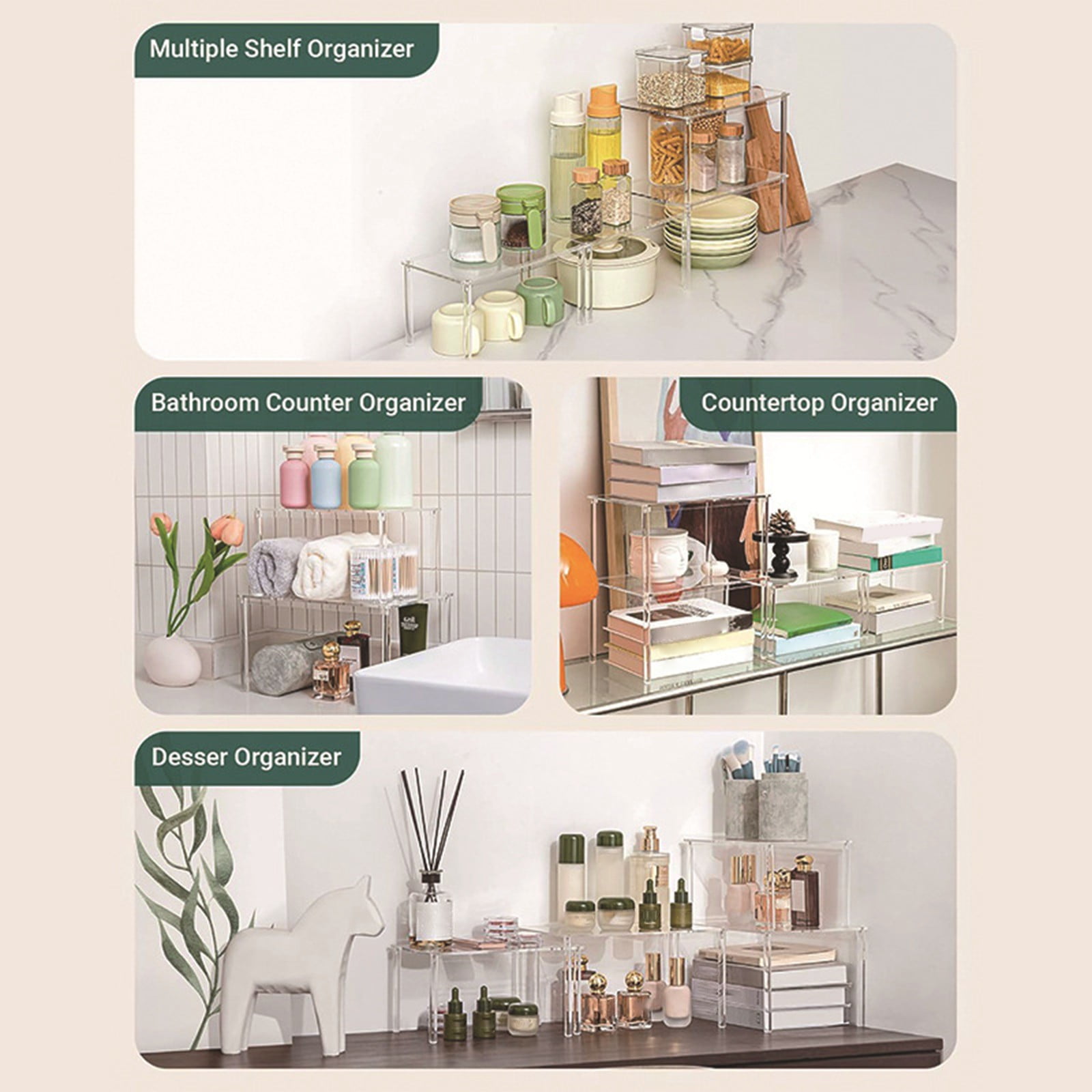 YZWEI Storage and Organization - 2 Pack Acrylic Cabinet organizer ...