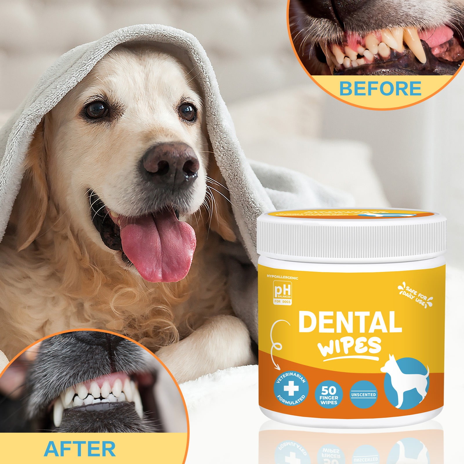 YZWEI Teeth Wipes for Dogs, Pet Dental Wipes, Cat Teeth Wipes, Cat ...