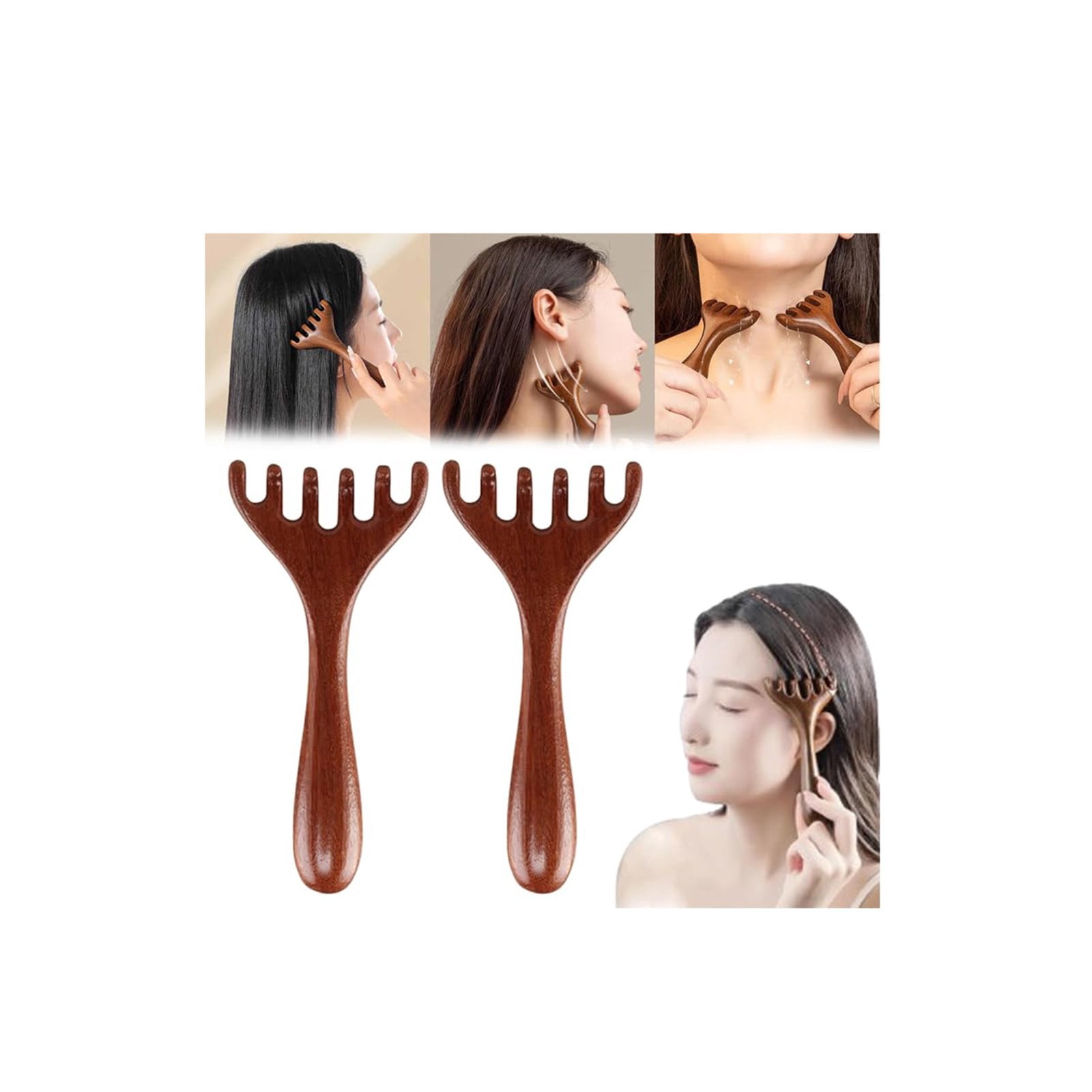 YZWEI Wooden Scalp Massage Comb, Natural Hairbrush for Relaxing Head ...