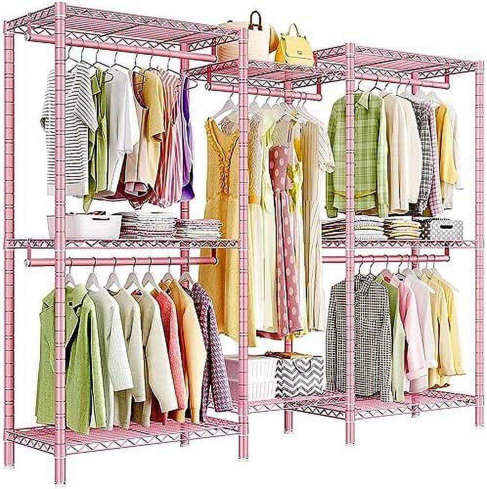 YZboomLife 77" White Clothing Rack Heavy Duty Clothes Racks for Hanging ...