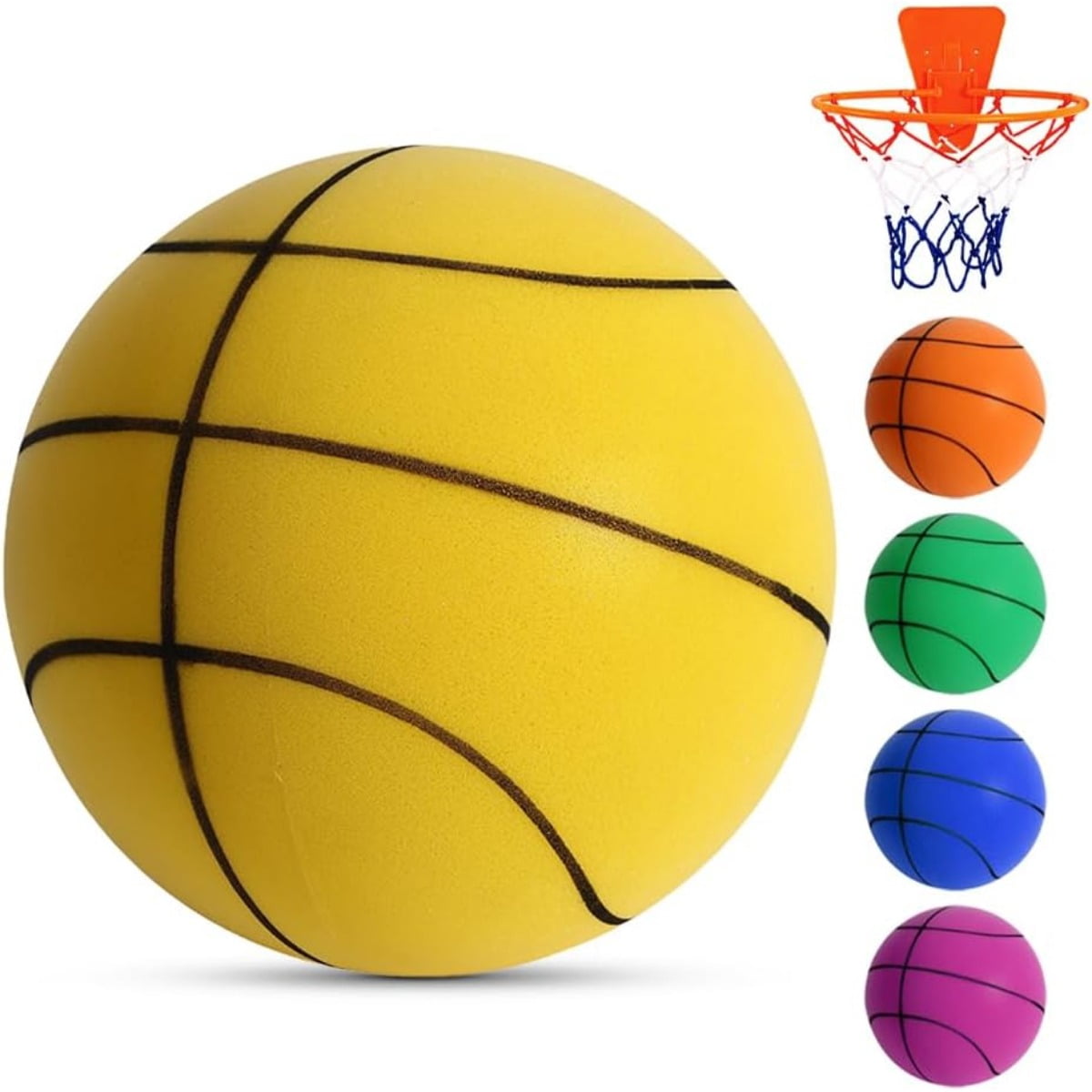 YZhouD 2024 Upgrade Silent Basketball with Basketball Rim, Quiet ...