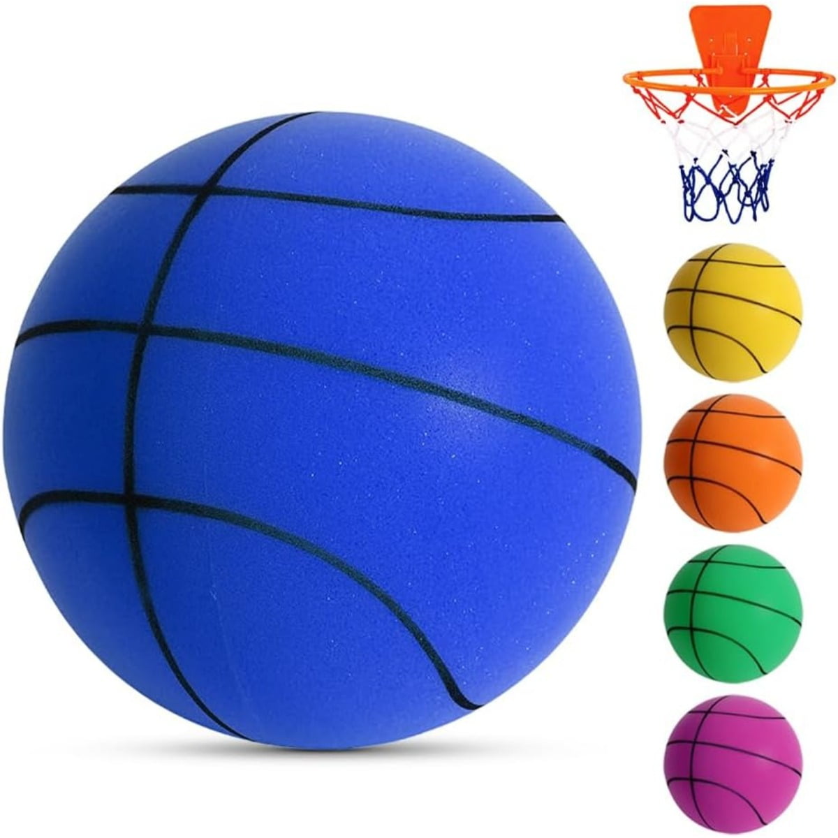 YZhouD 2024 Upgrade Silent Basketball with Basketball Rim, Quiet ...