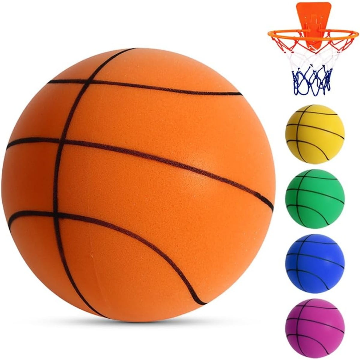YZhouD 2024 Upgrade Silent Basketball with Basketball Rim, Quiet ...