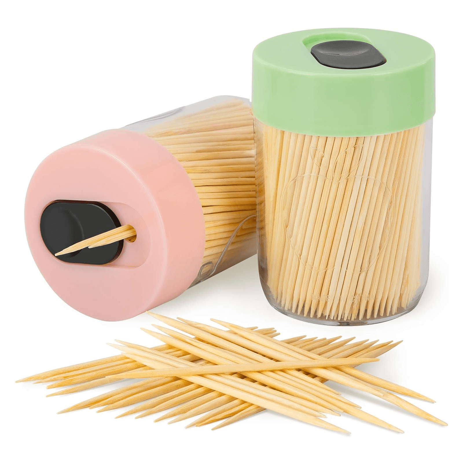 YZhouD Sturdy Safe Toothpick Holder with 800 Natural Wood Toothpicks ...