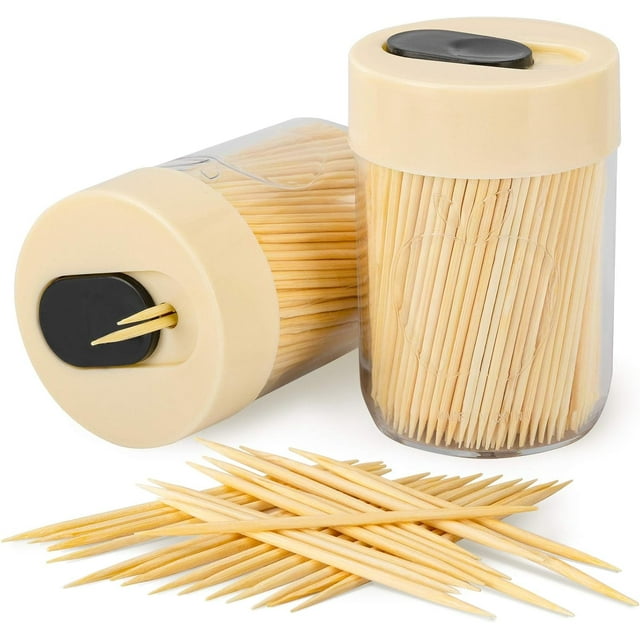 YZhouD Sturdy Safe Toothpick Holder with 800 Natural Wood Toothpicks ...