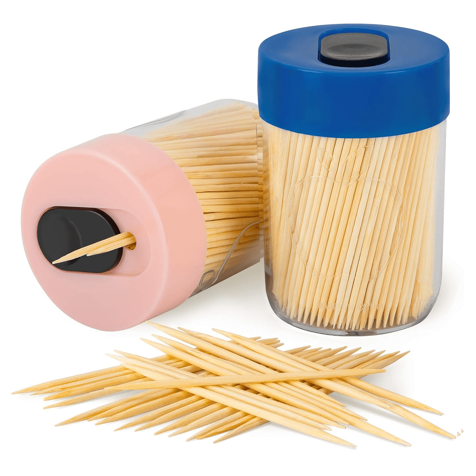 YZhouD Sturdy Safe Toothpick Holder with 800 Natural Wood Toothpicks ...