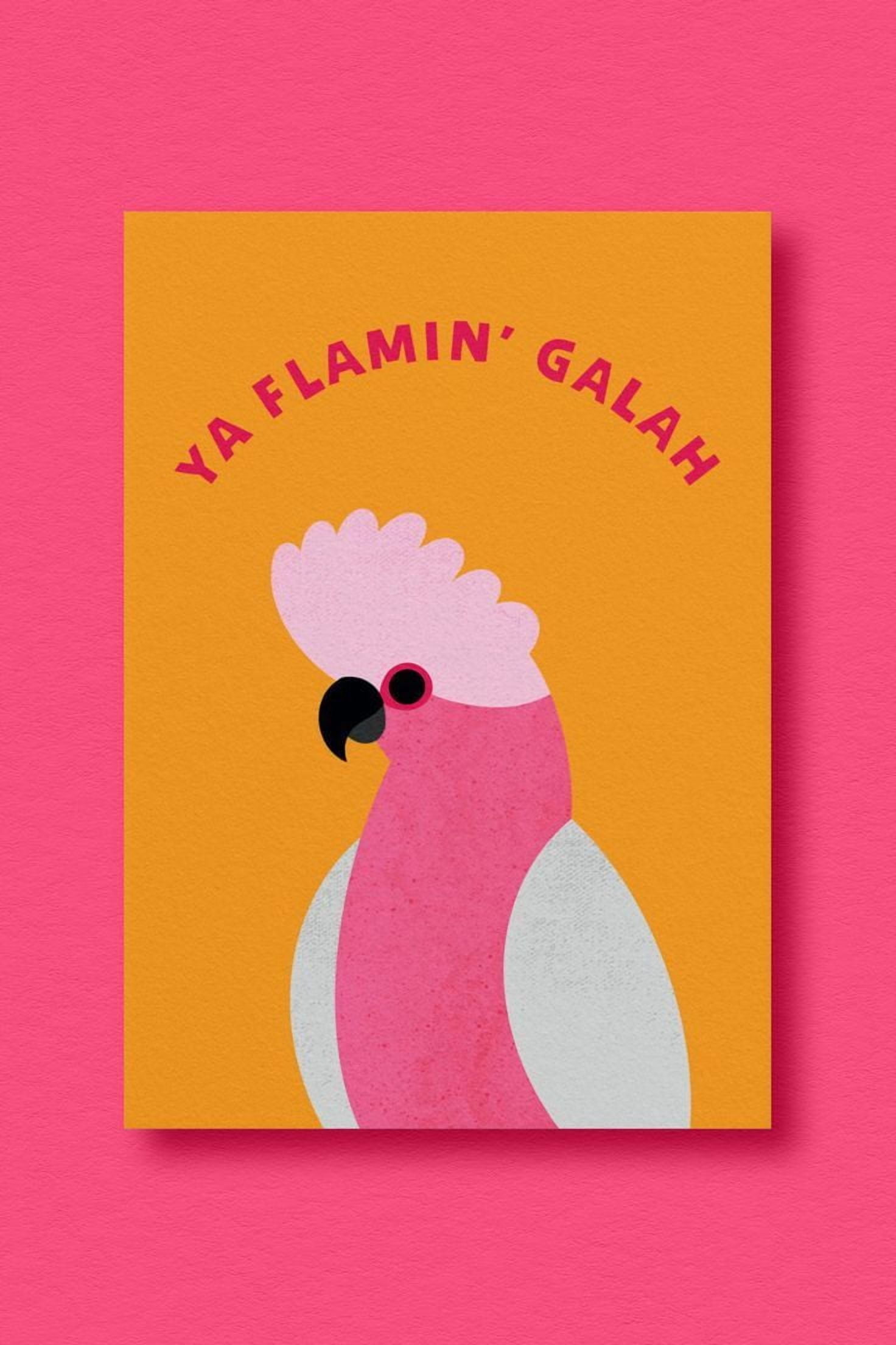 Ya Flamin' Galah Greeting Card – Fun and Colorful Design – Blank Inside ...