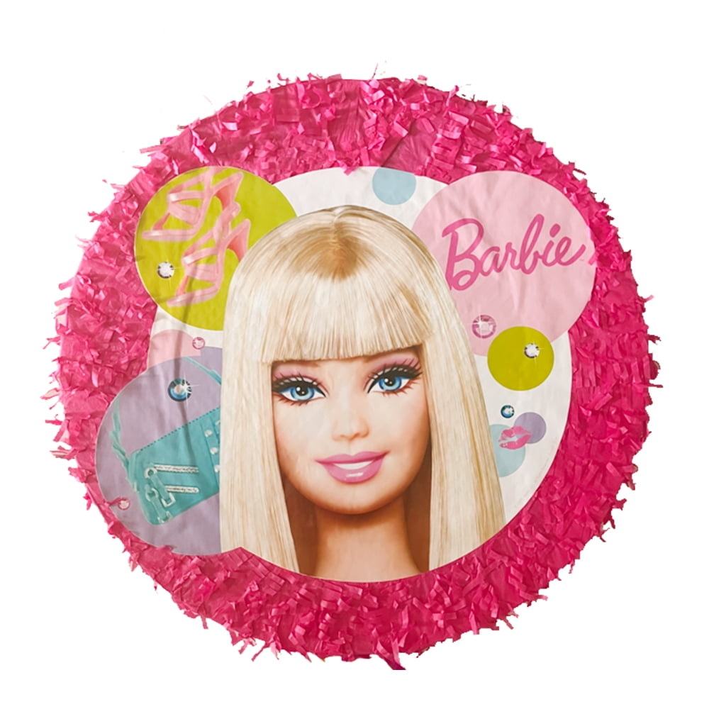 Ya Otta Barbie Round Drum Pinata Pull String Party Supply 18" L x 18" W ...