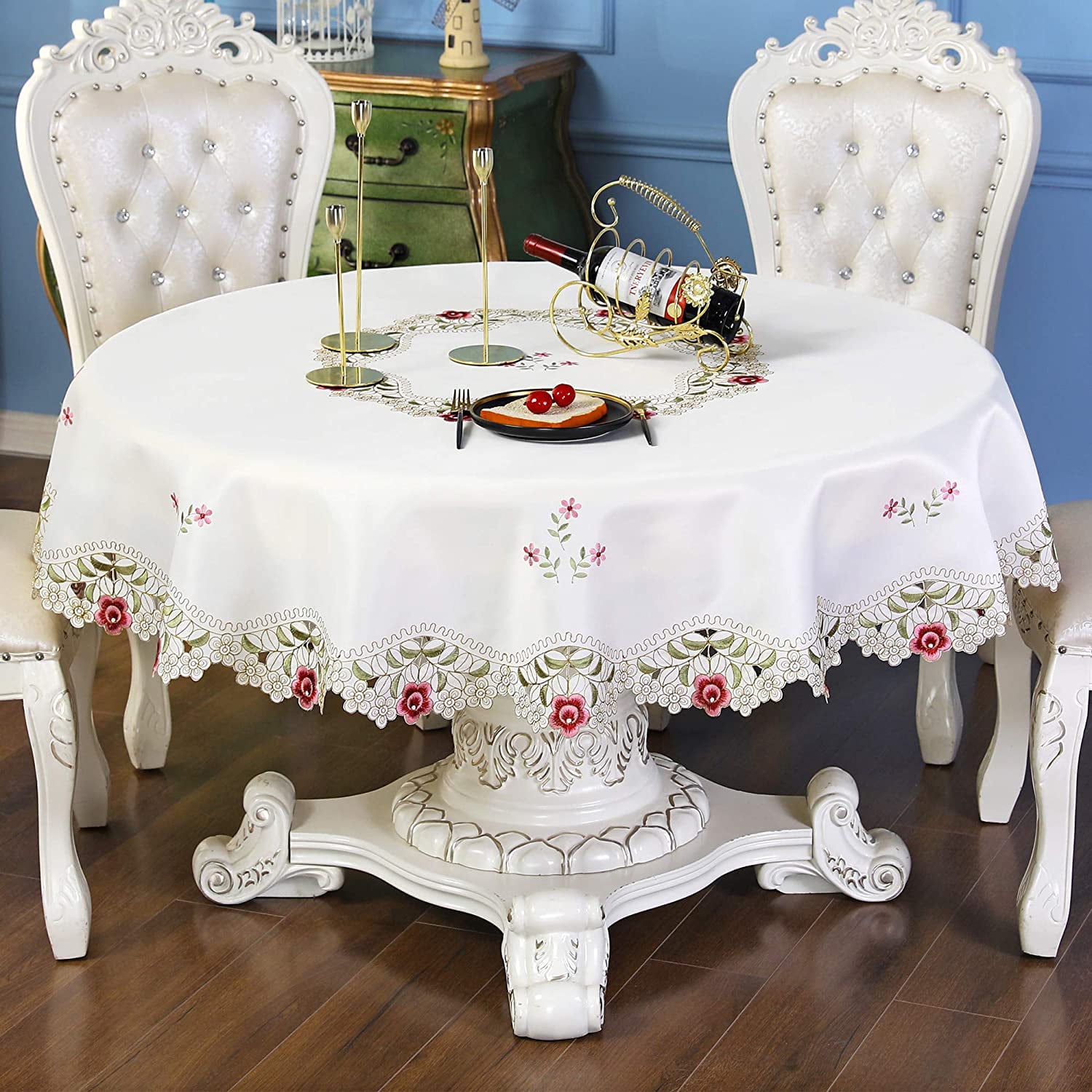 YaFex-goods Vintage Round Table Cloth for Dining Room, Flower ...