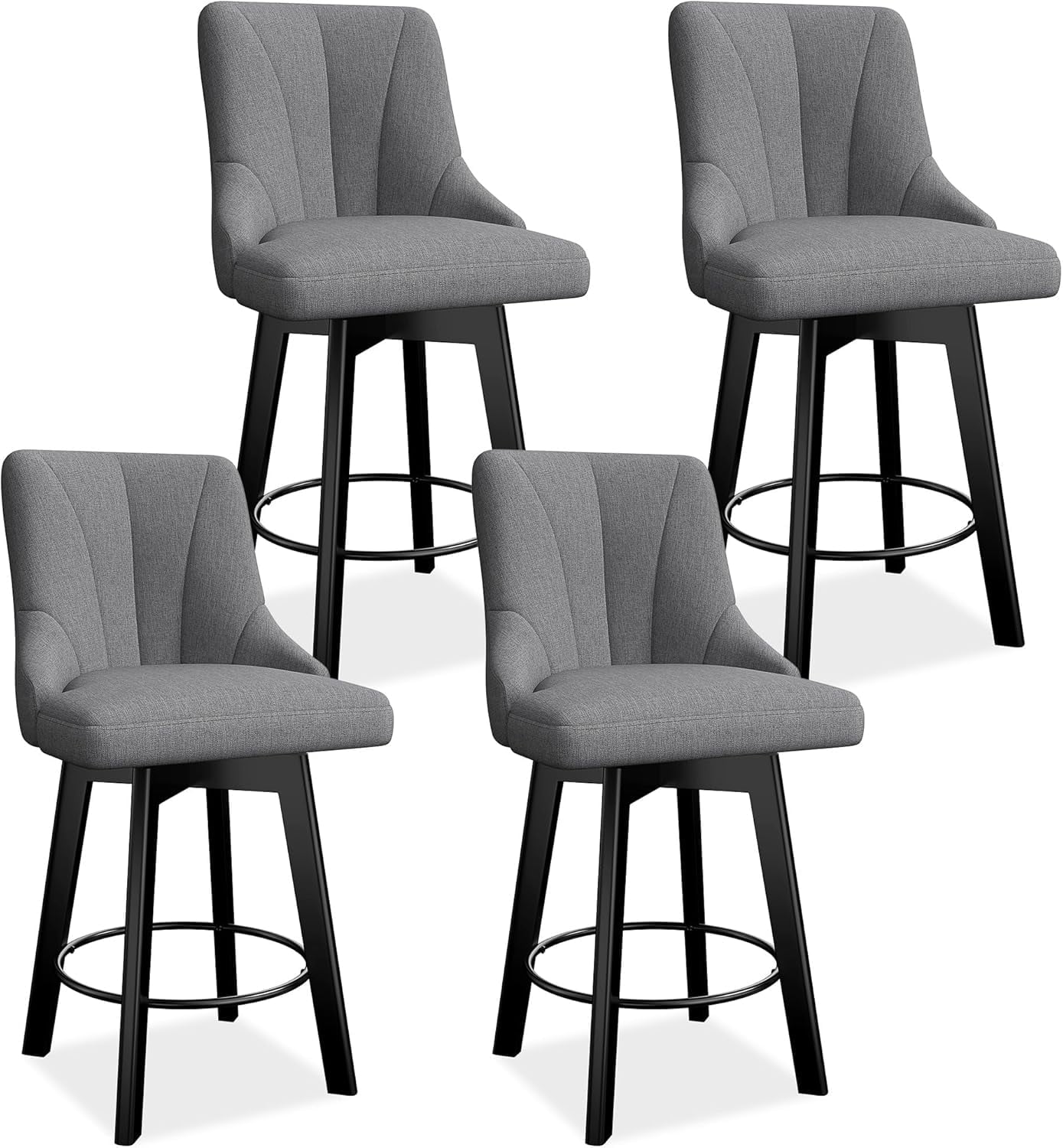 GIKPAL Bar Stools with Backs Set of 4, 24" Counter Height Bar Stools ...