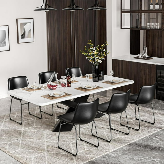 YaFiti 18'' PU Leather Barstools Set of 6, Counter Height, Armless ...