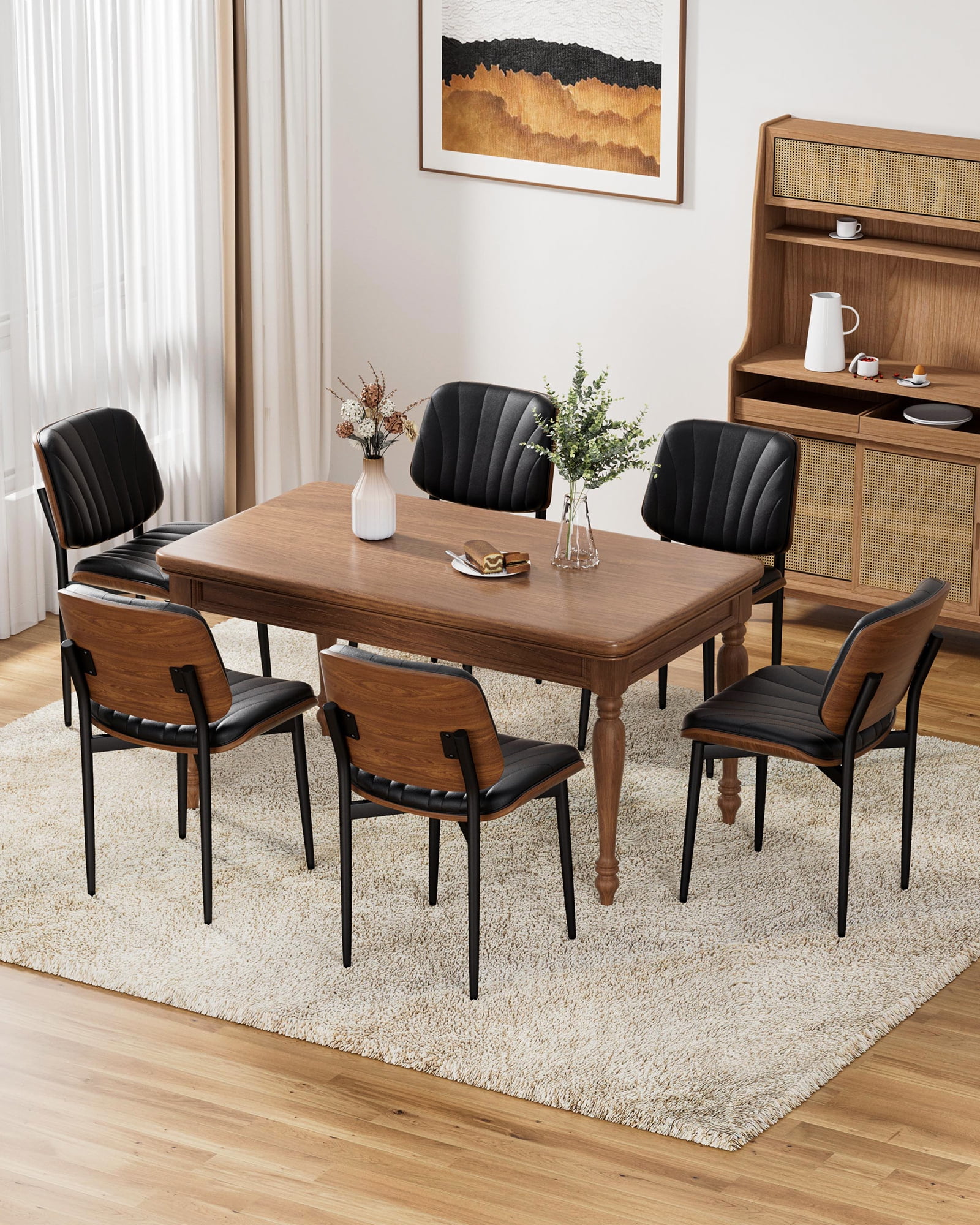 YaFiti Dining Chairs Set of 6 Mid-Century Modern Kitchen & Dining Room ...