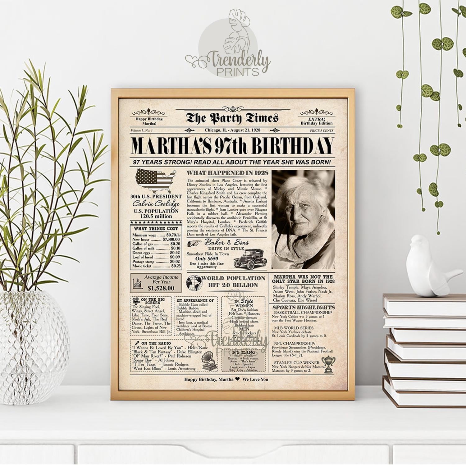 YaHaku 97th Birthday Party Decoration Poster, Personalized Gift With ...