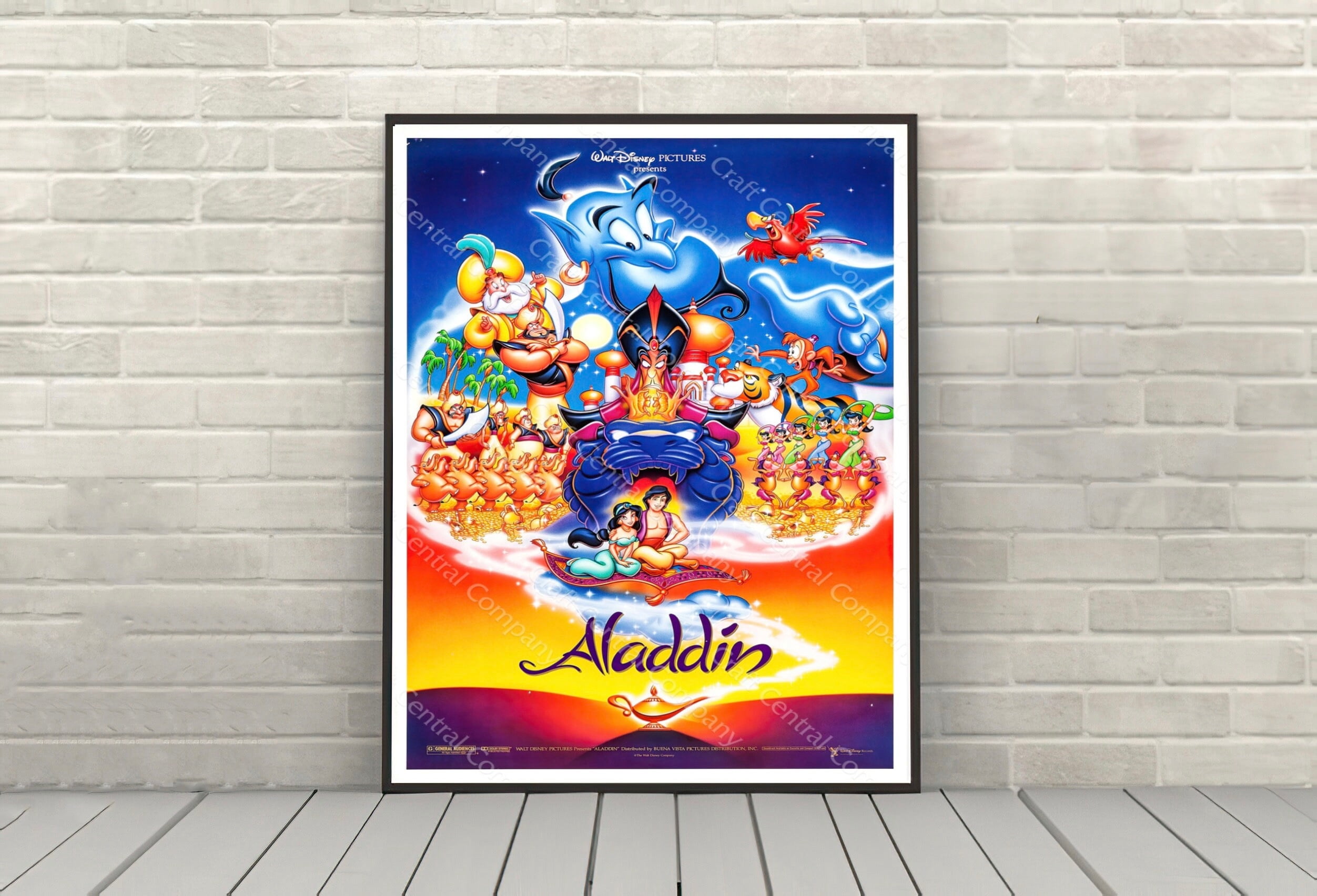 YaHaku Aladdin Poster Vintage Disney Movie Poster Classic Disney World ...