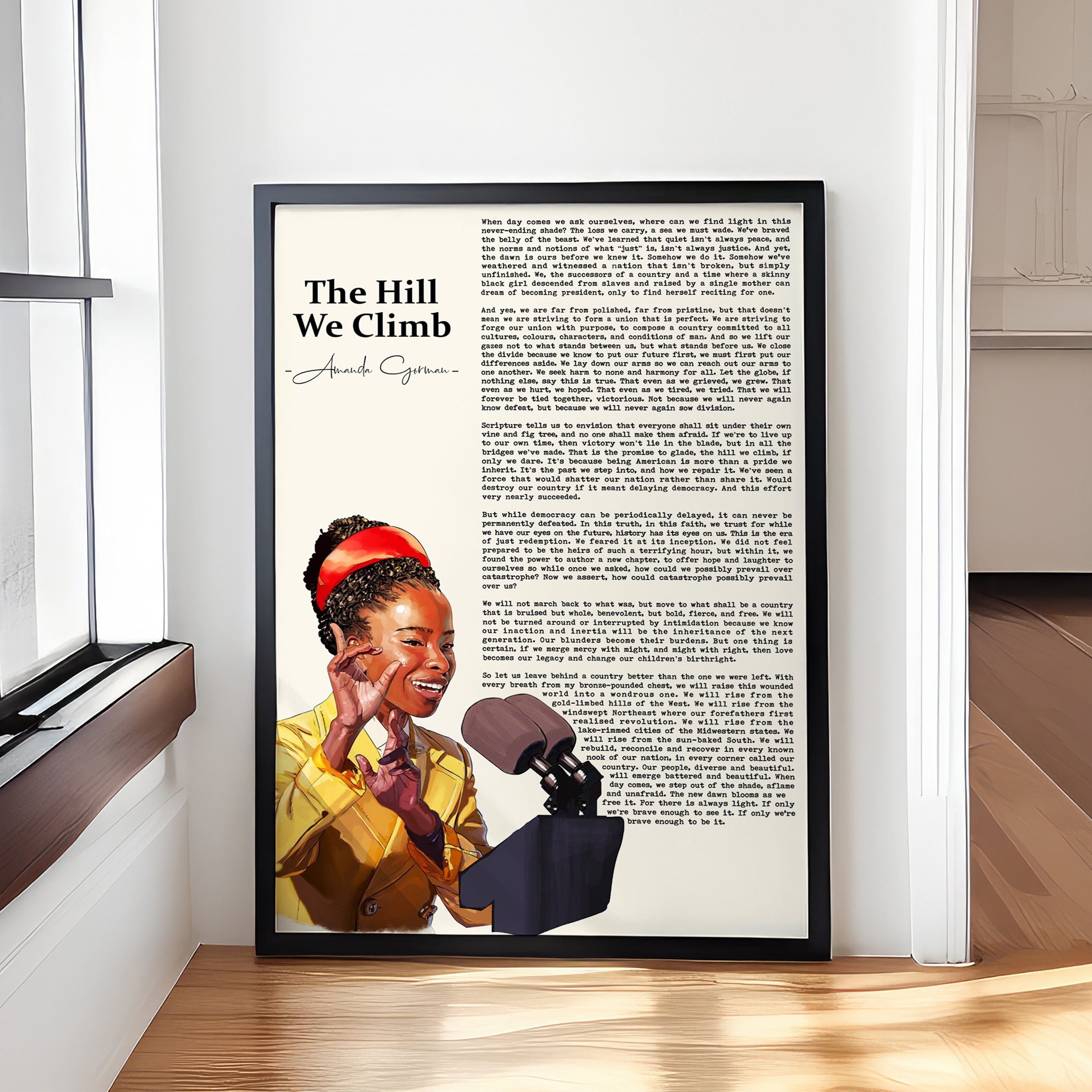 YaHaku Amanda Gorman Full Poem Poster, The Hill We Climb Vertical ...