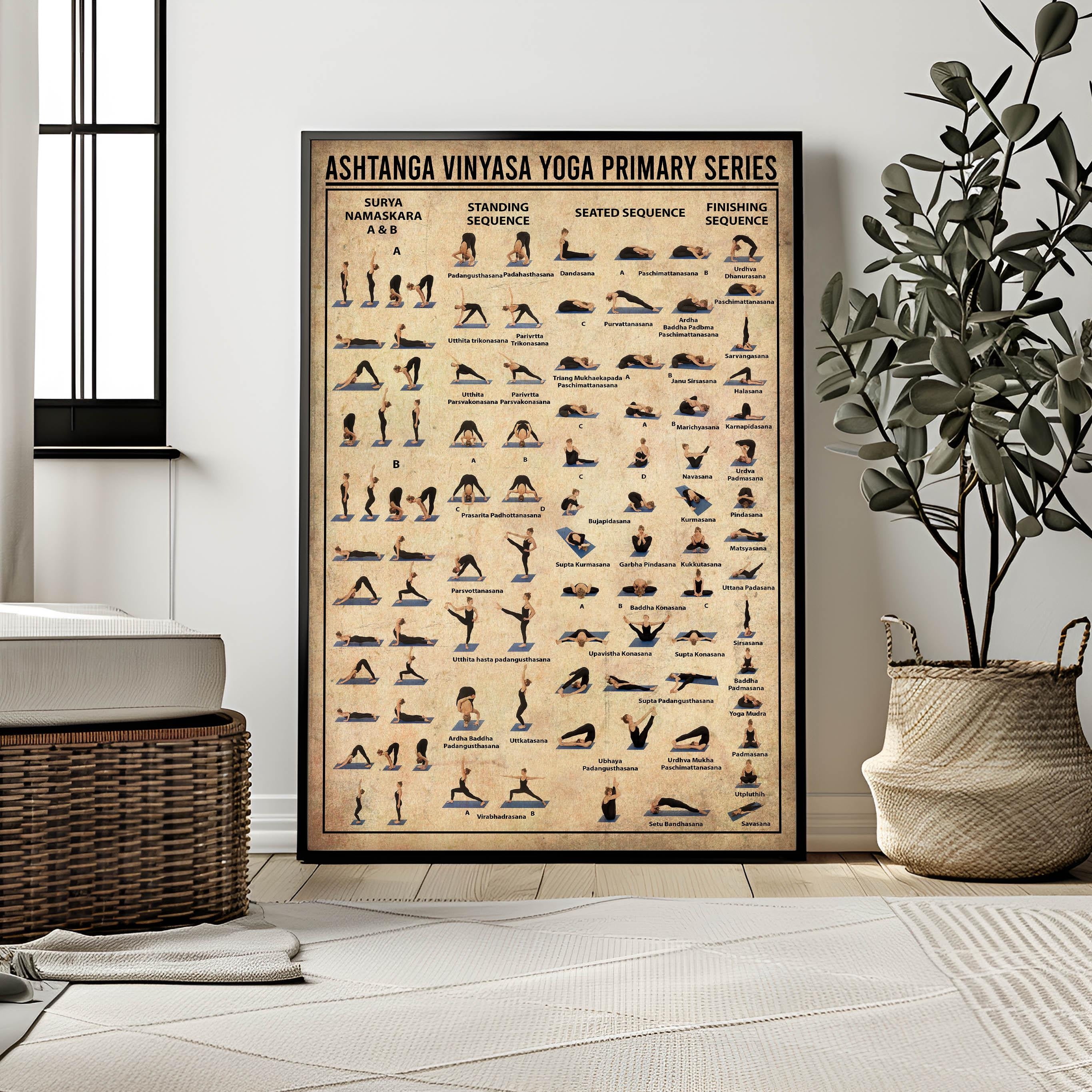YaHaku Ashtanga Yoga Poster, Ashtanga Primary Series Poster, Yoga poses ...