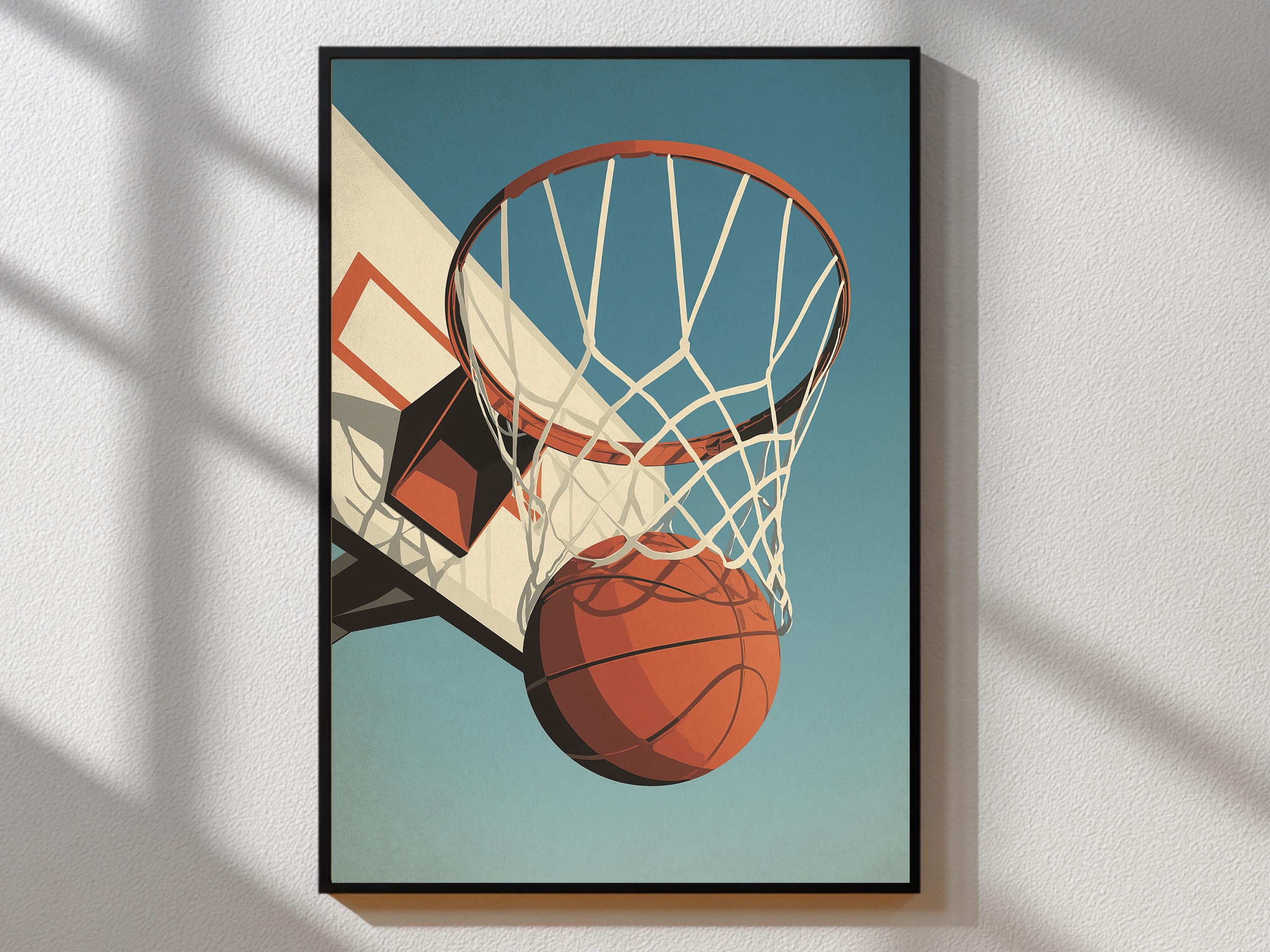 YaHaku Basketball Poster | Retro Sports Wall Art | Mid-Century Ball ...