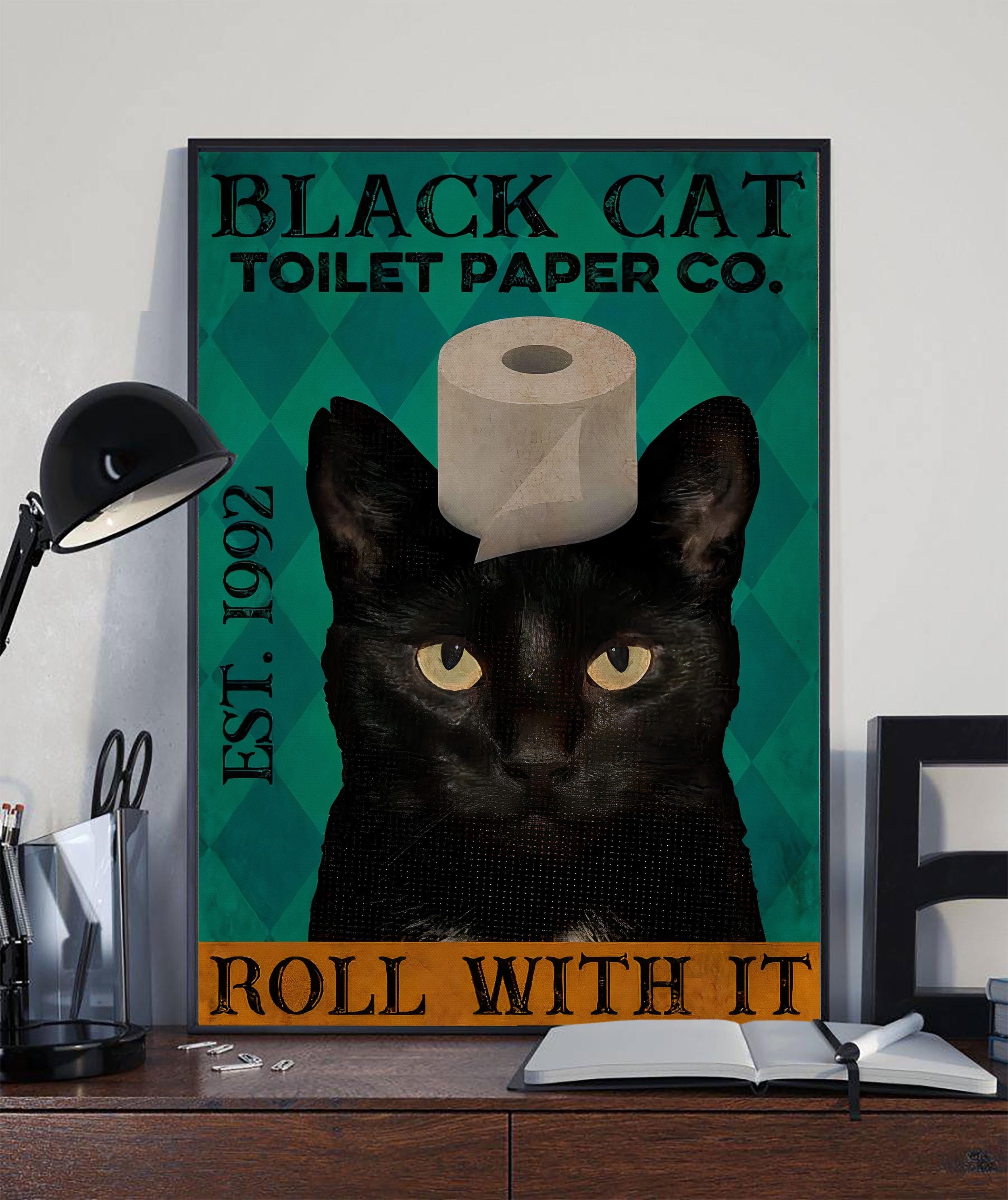 YaHaku Black Cat Toilet Paper Poster , Cat Wall Art, Cat Lover Decor ...