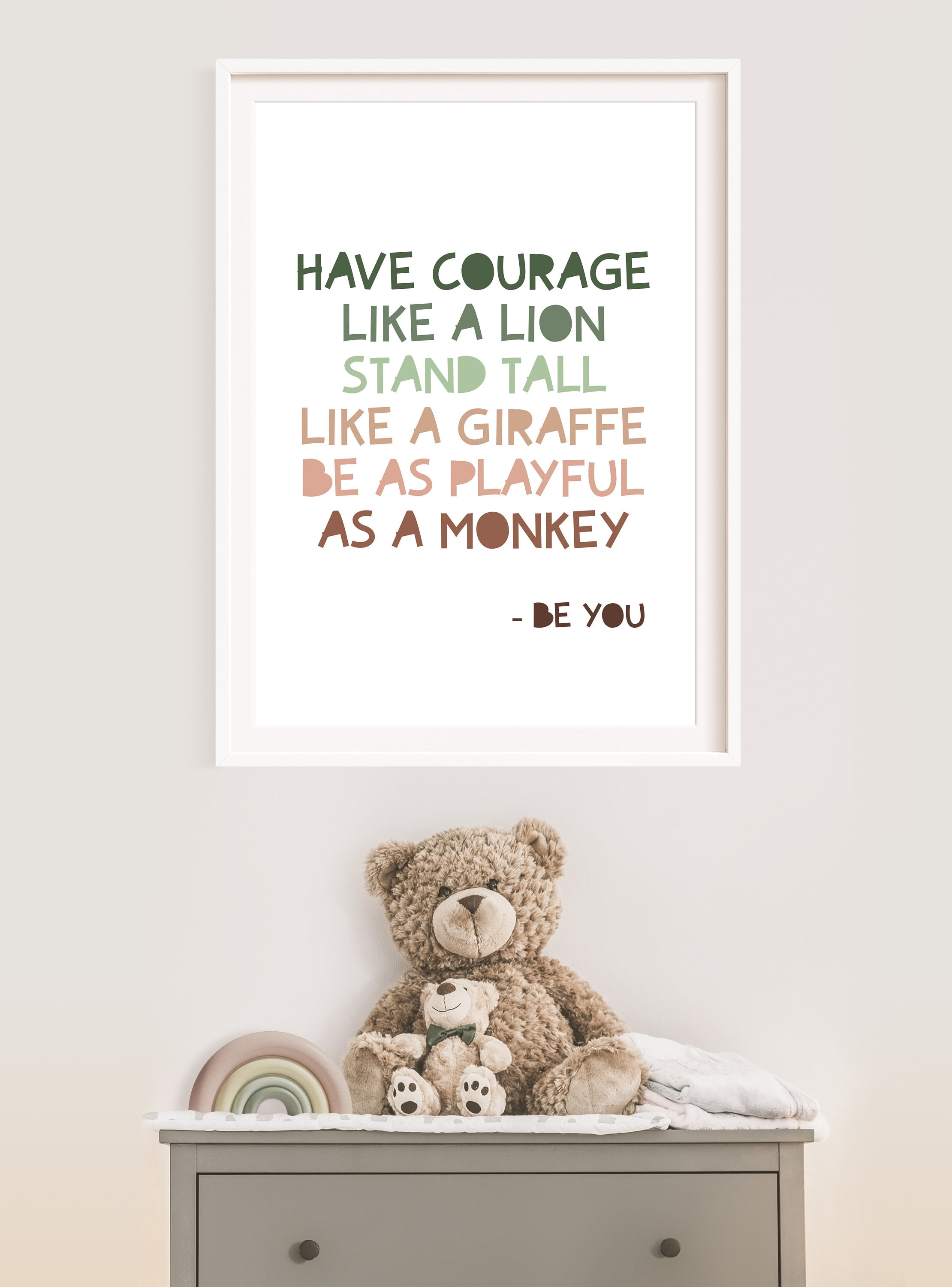 YaHaku Boys Nursery Prints, Boys Bedroom Prints, Be Brave, Safari ...
