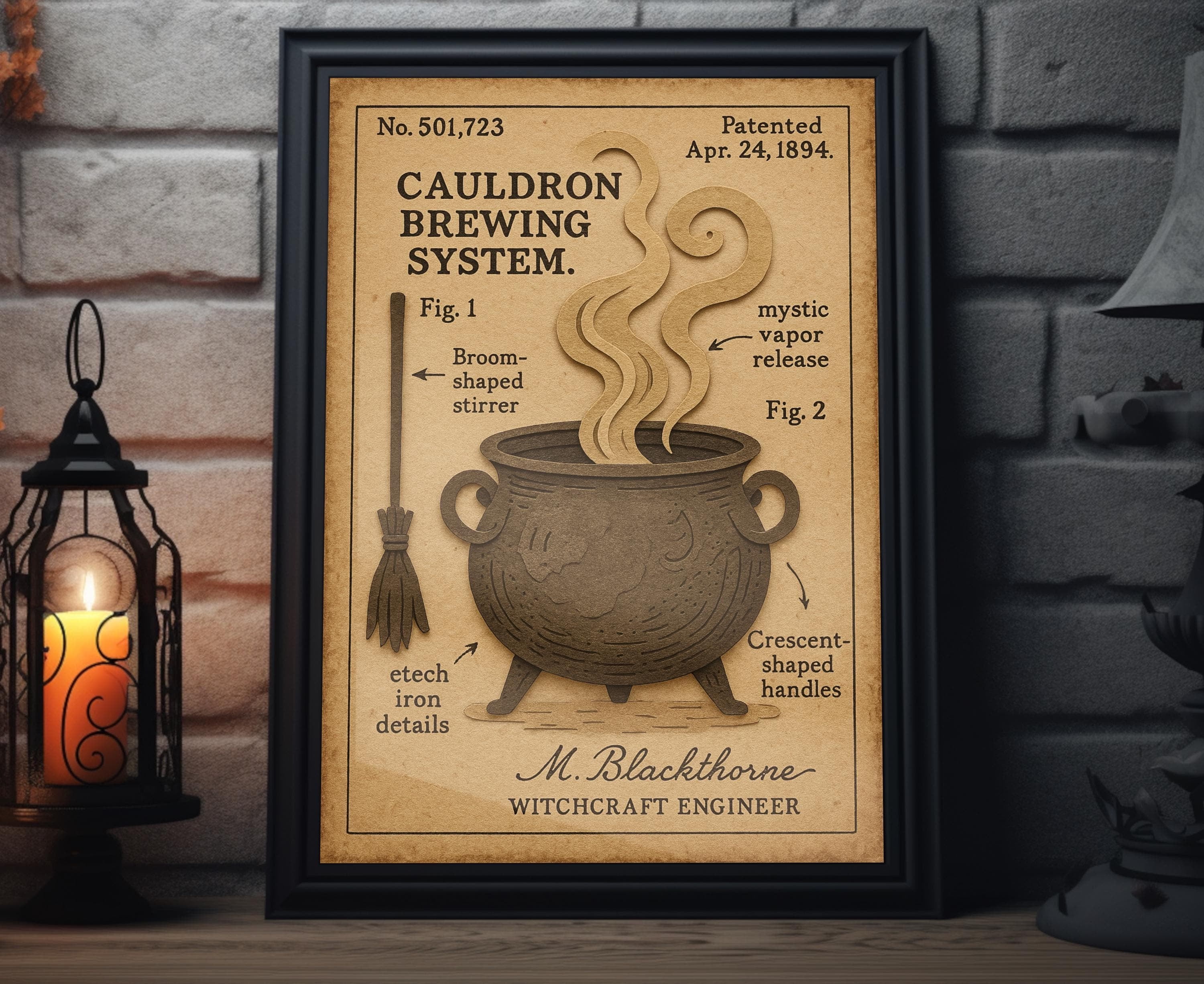 YaHaku Cauldron Brewing System Patent Faux Paper Collage Art Print ...