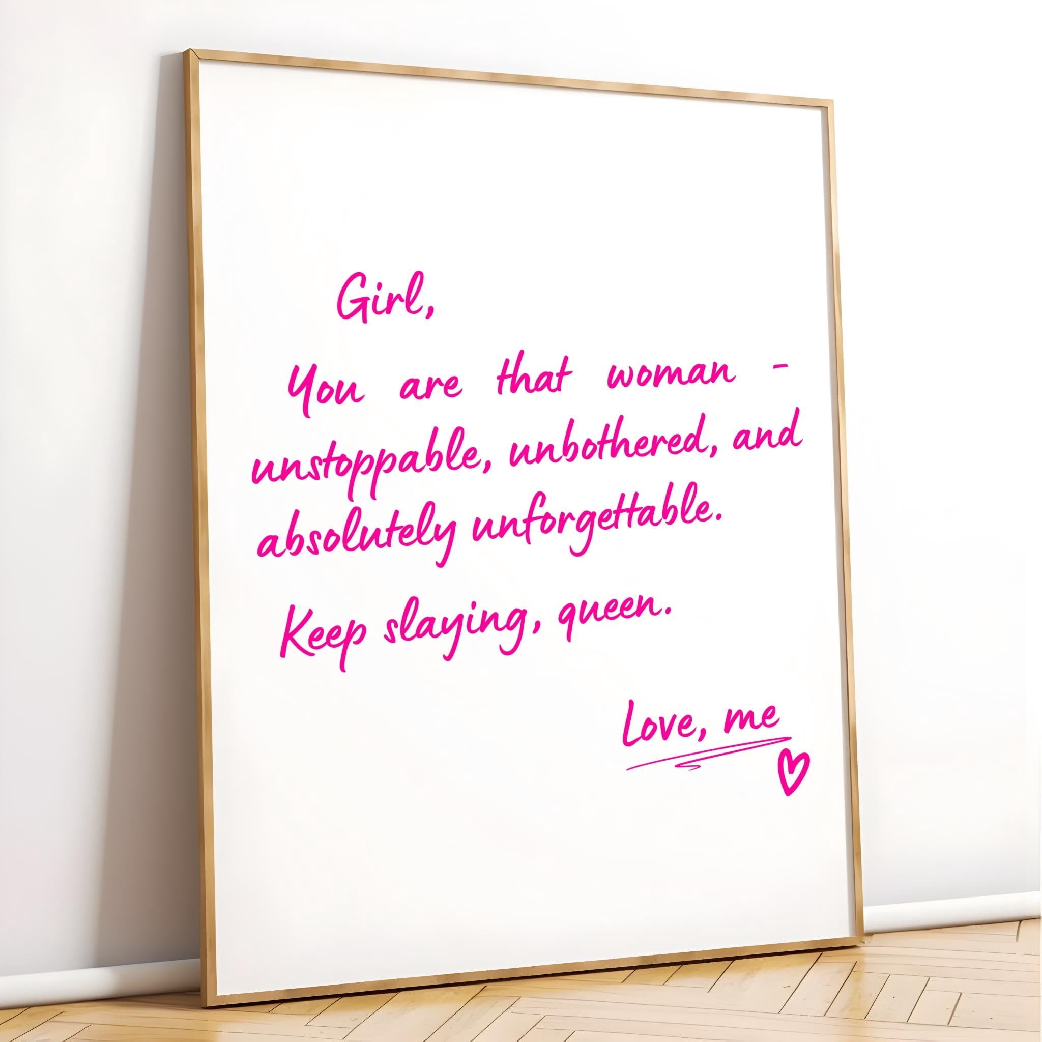 YaHaku Empowering Girl Boss Poster Wall Art Vibrant Pink Uplifting ...