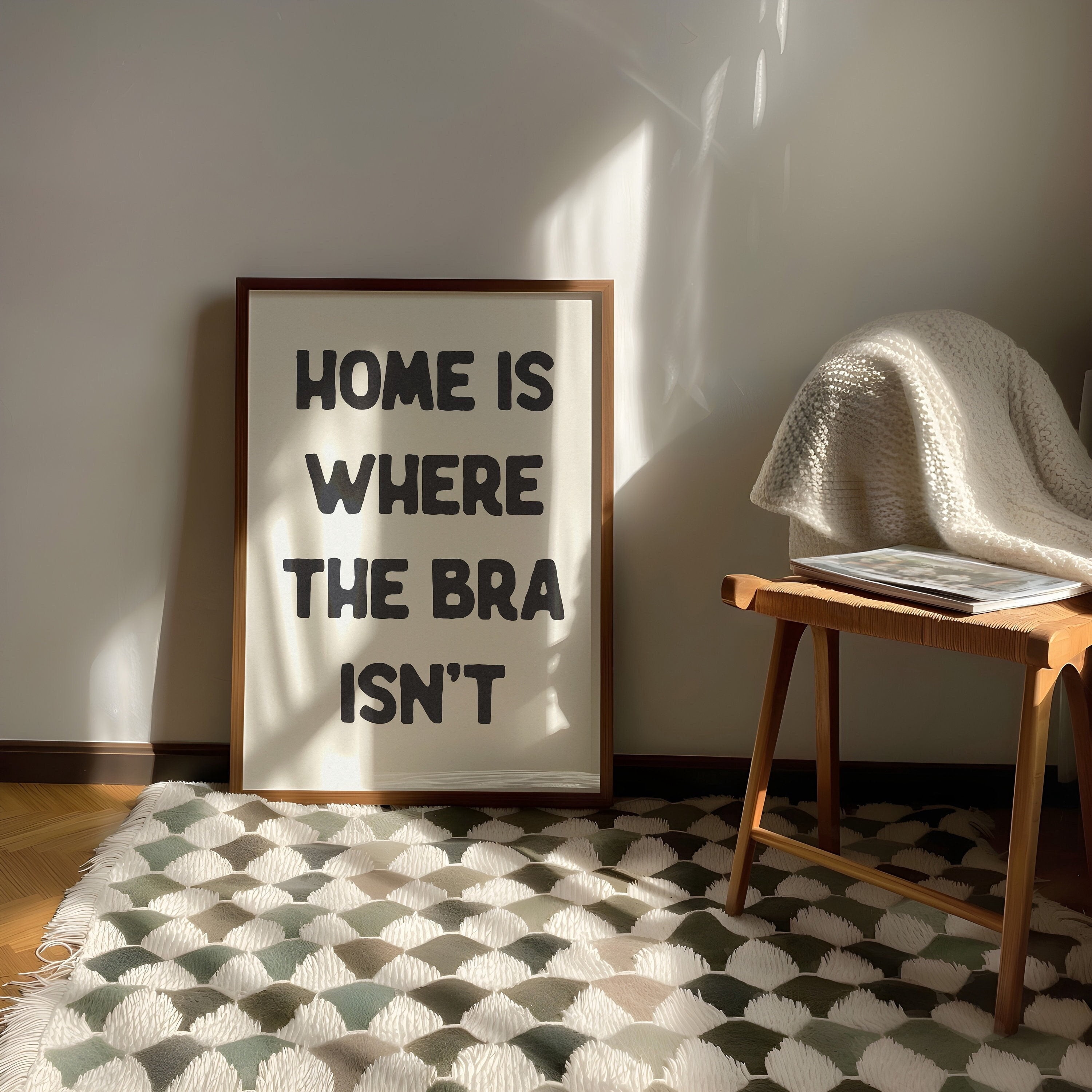 YaHaku Home Is Where The Bra Isn't Poster Quote Typography Feminist ...