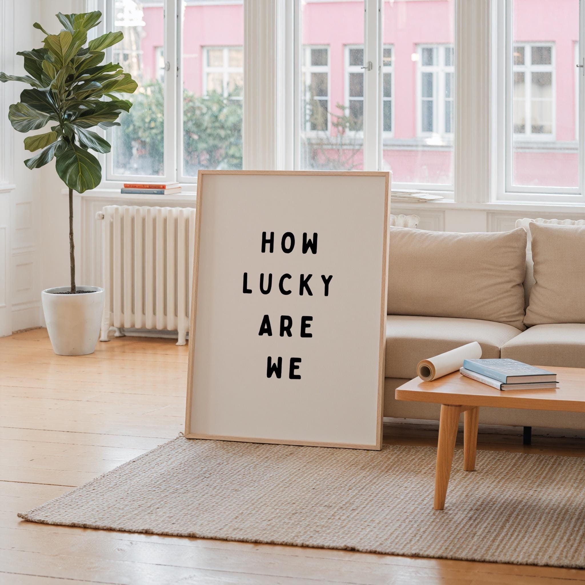 YaHaku How Lucky Are We Print Minimalist Typography Poster Trendy ...