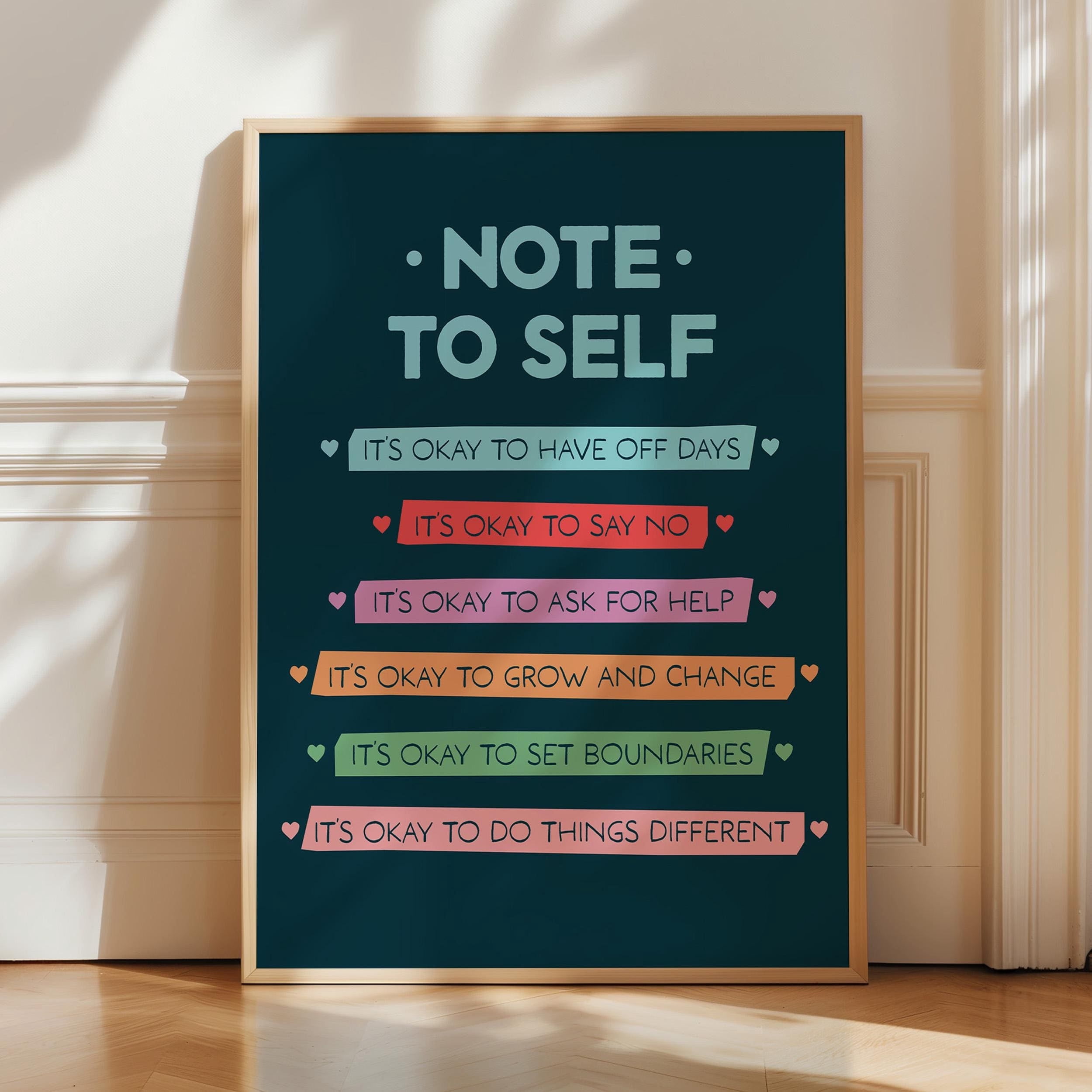 YaHaku Inspirational Note to Self Poster: Motivational Wall Art ...