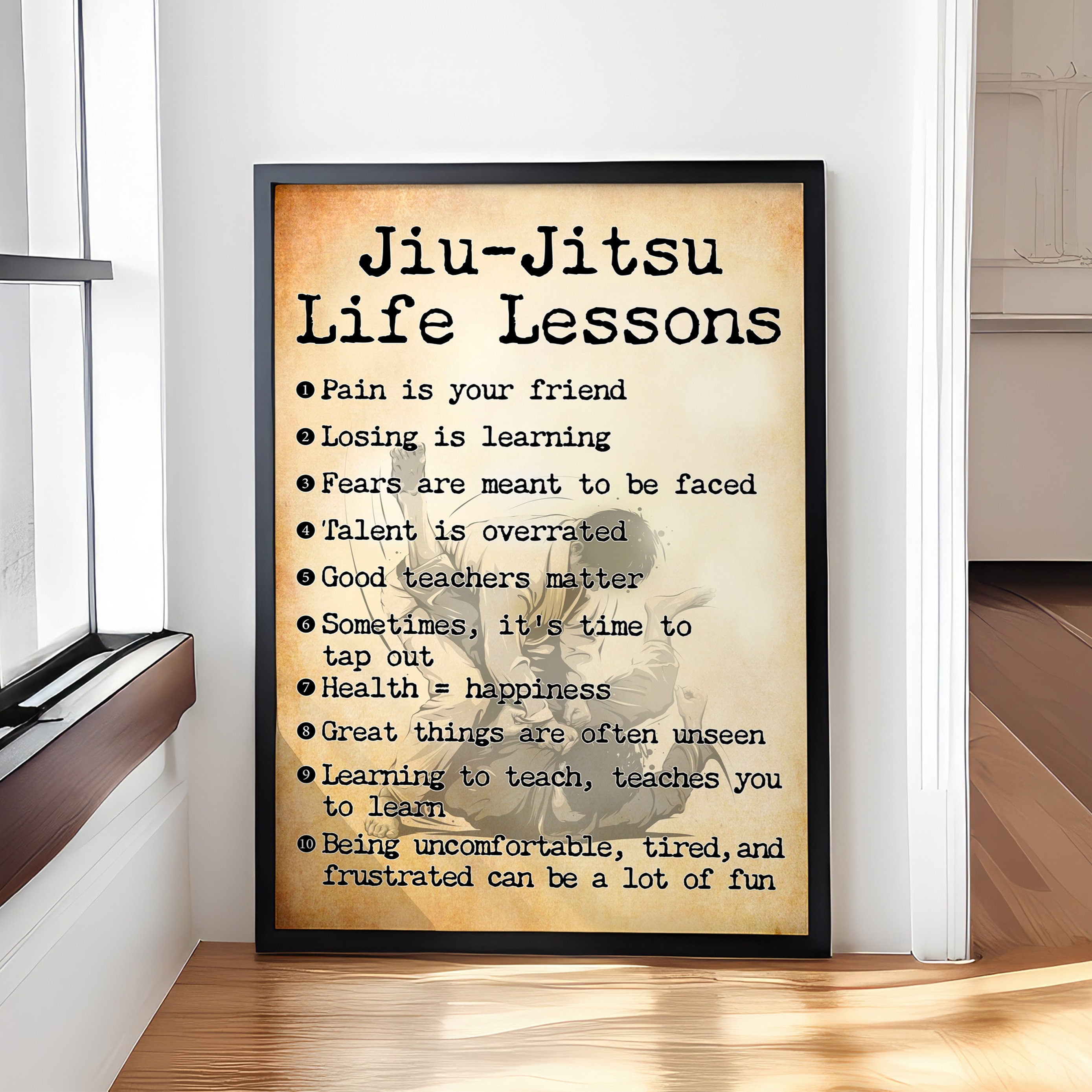 YaHaku Jiu-Jitsu Poster , Jiu-Jitsu Life Lessons Inspirational Quote Motivational Wall Art, Home ...
