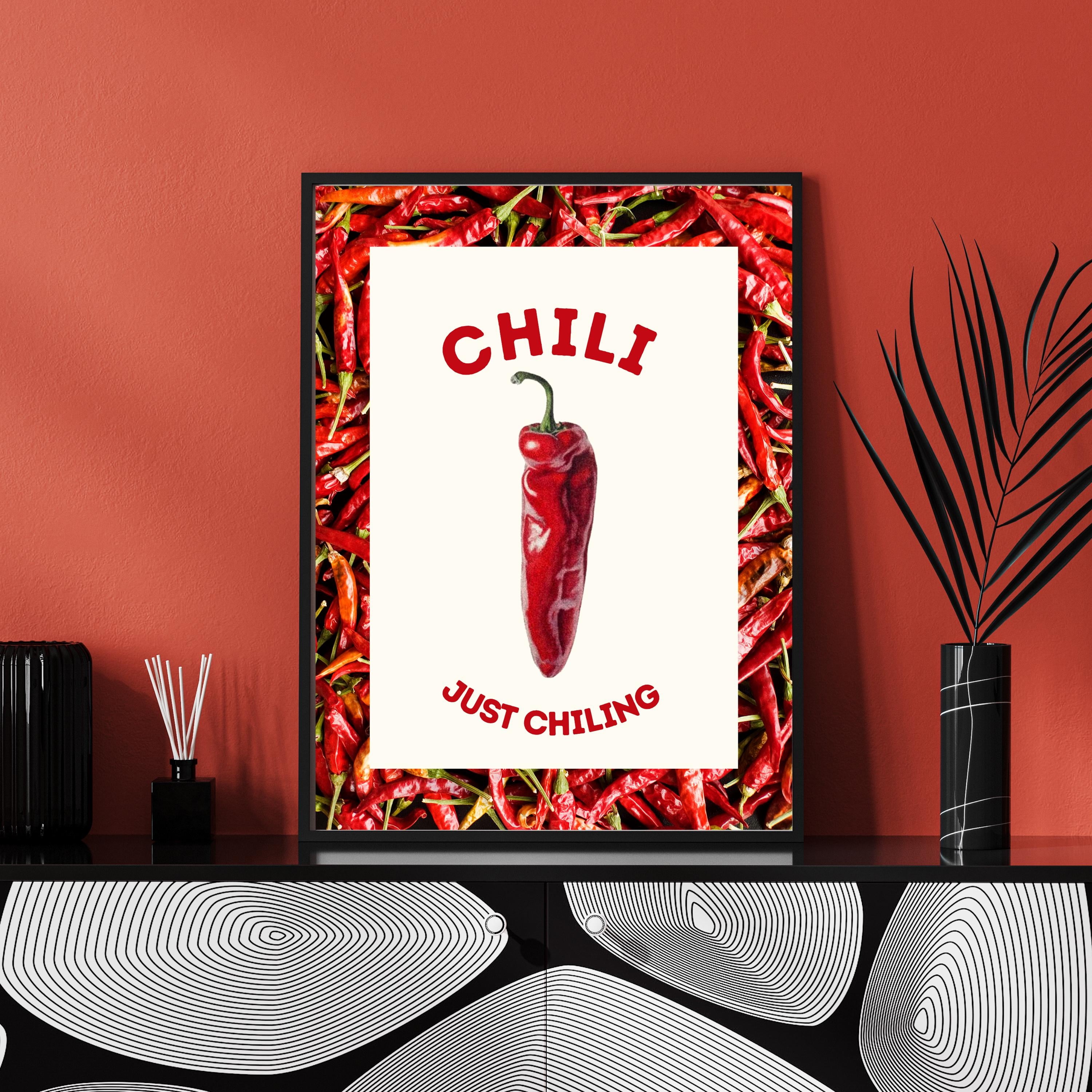YaHaku Just Chilling Wall Art, Chilli Poster, Retro Kitchen Decor ...