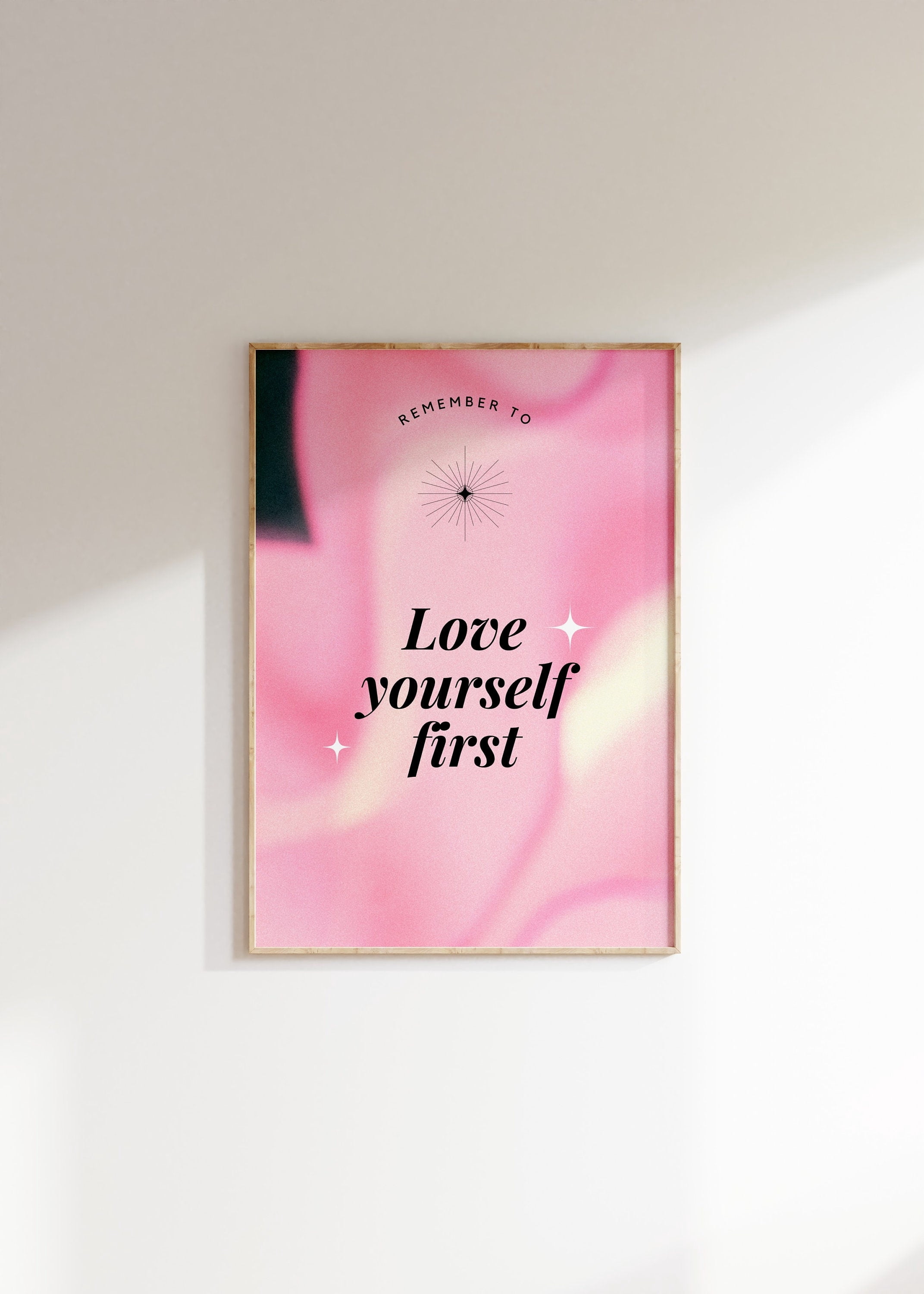 YaHaku Love Yourself First Quote Poster • Pink Self Love Wall Art ...