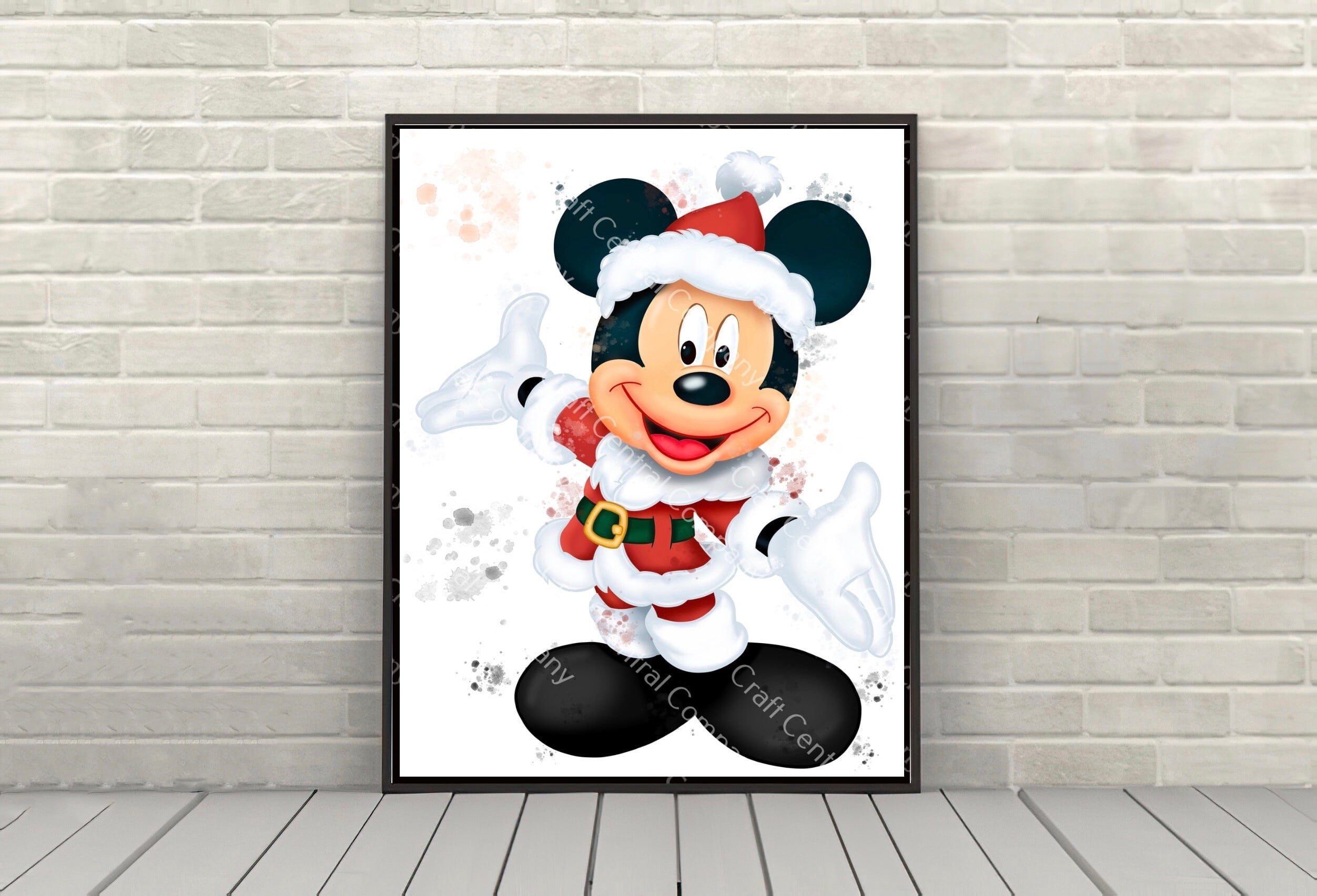 YaHaku Mickey Mouse Santa Poster Vintage Disney Christmas Poster Disney ...