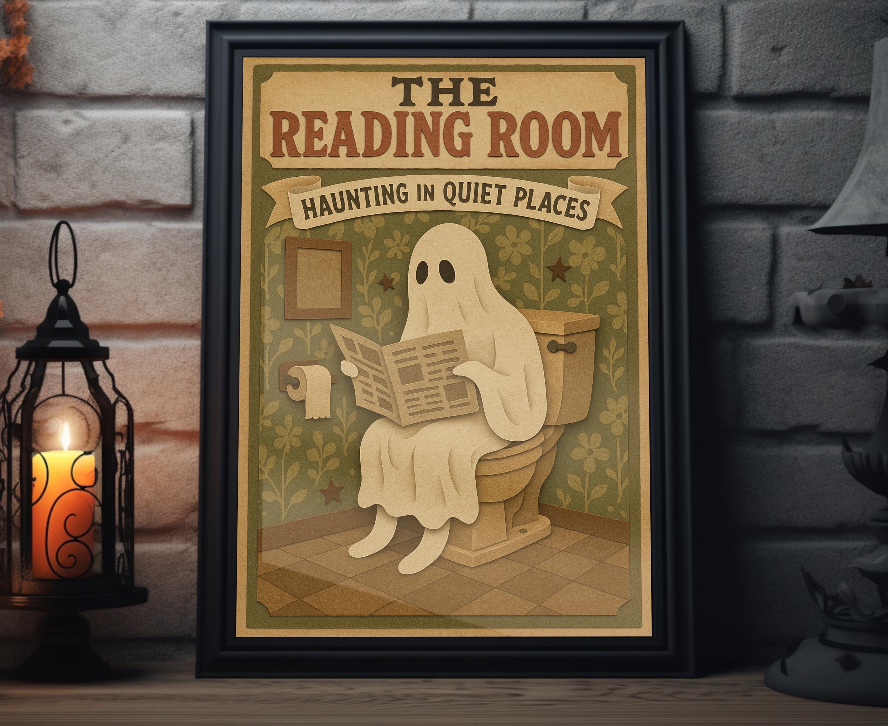 YaHaku The Reading Room Faux Paper Collage Art Print | Halloween Wall ...