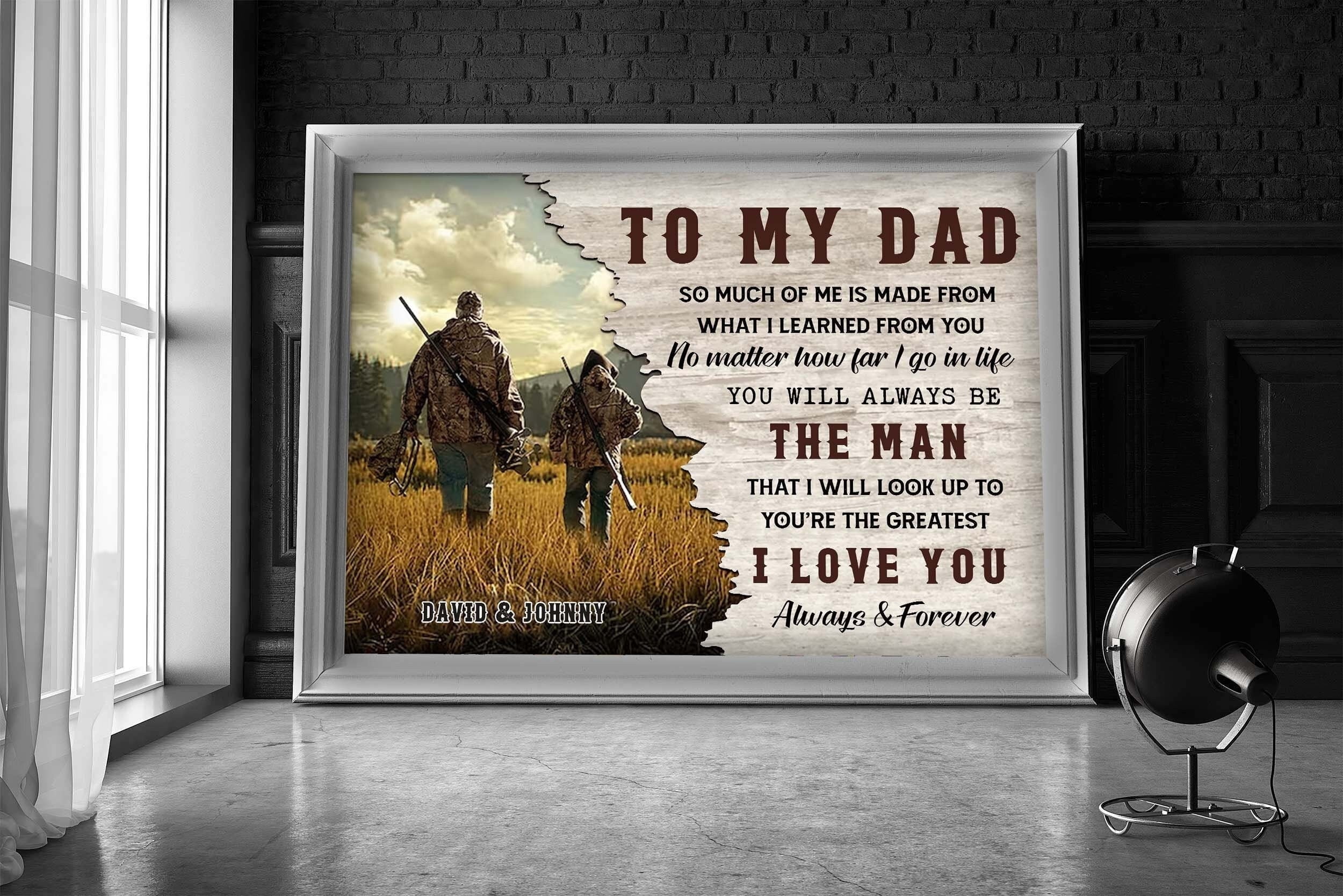 YaHaku To My Dad Poster, Dad And Son Hunting Poster, Personalized Dad ...
