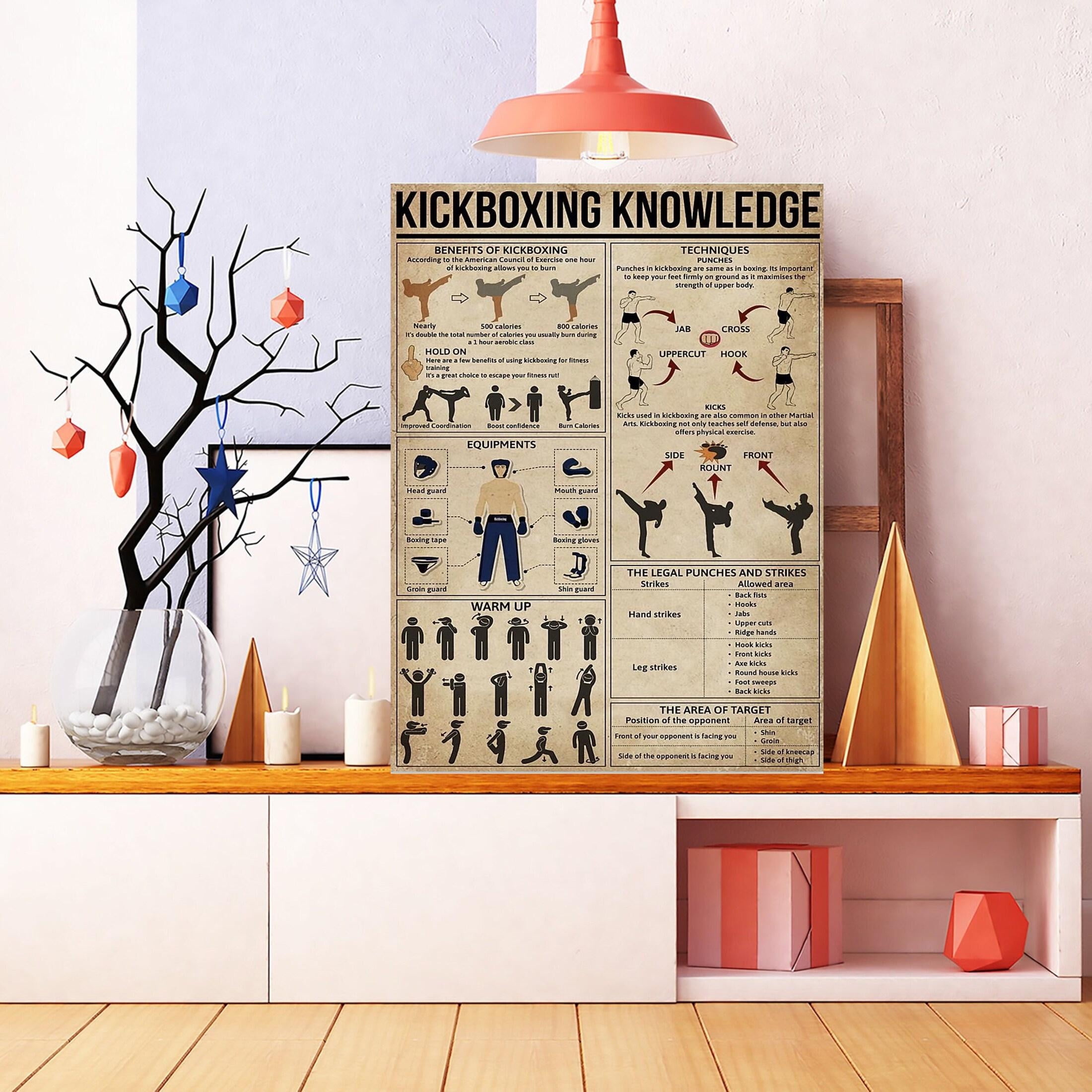 YaHaku Unframed Kickboxing Anatomy Knowledge Poster, Kickboxing ...
